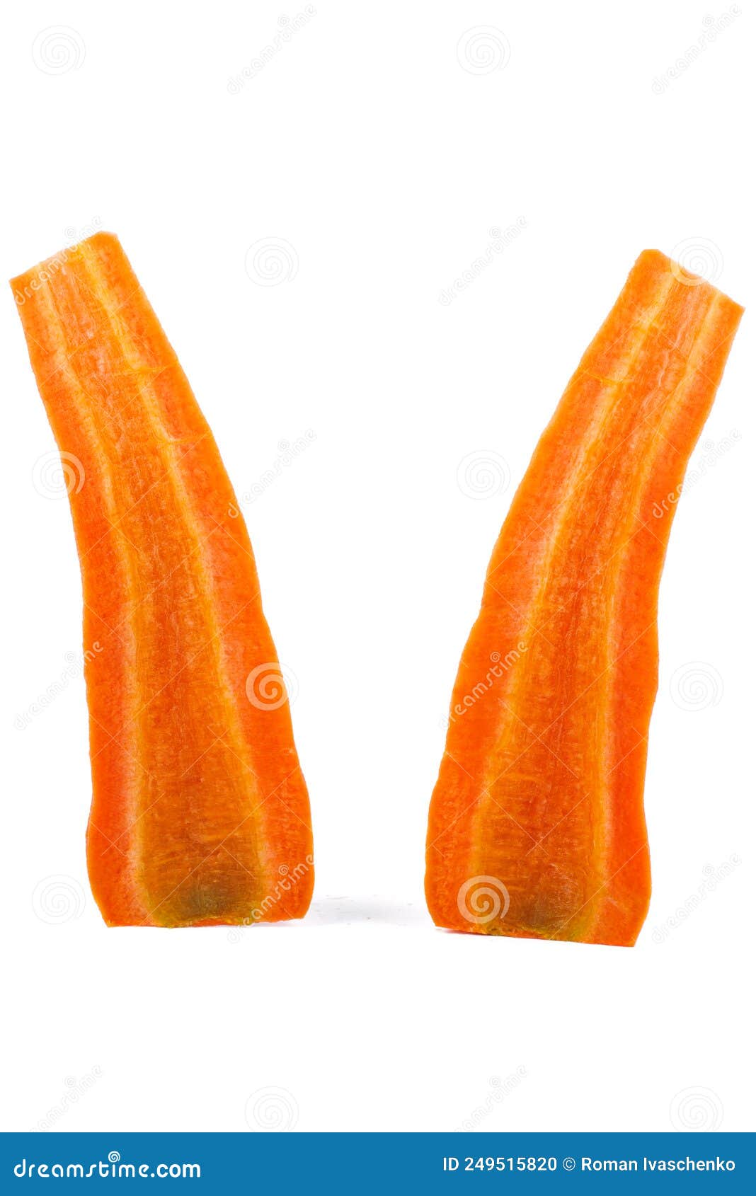 Carrots, Cut in Half Isolated on a White Stock Photo - Image of white ...