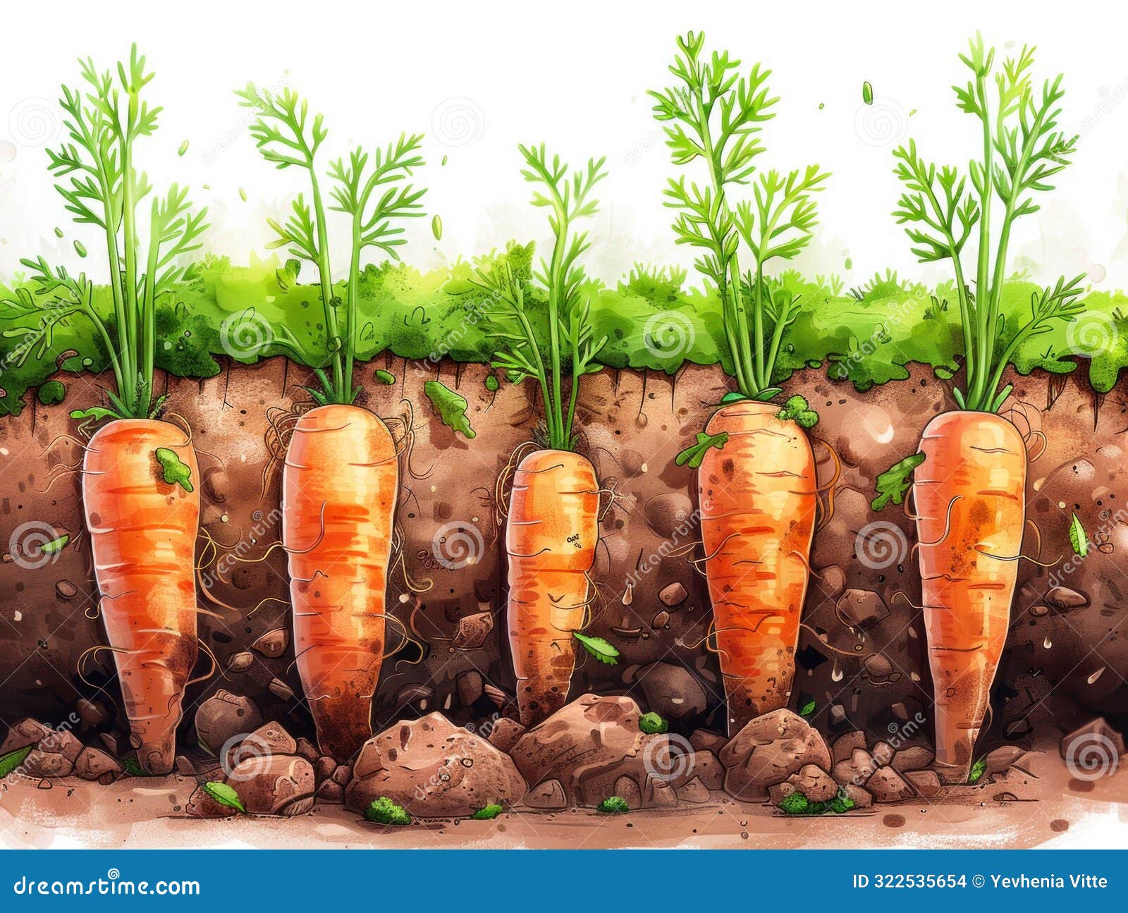 Carrots Growing Underground in a Cross-Section View. Generative Ai ...
