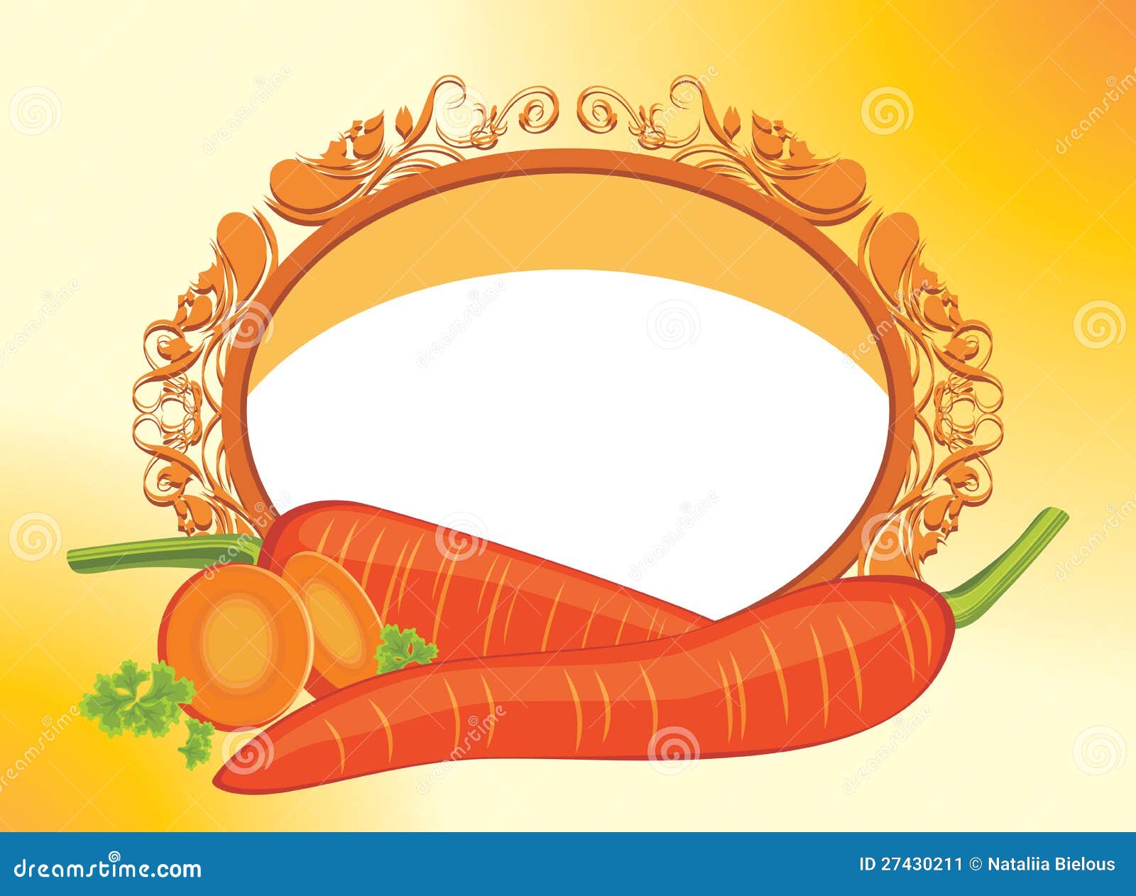 Carrots with Slices in the Decorative Frame Stock Vector - Illustration ...