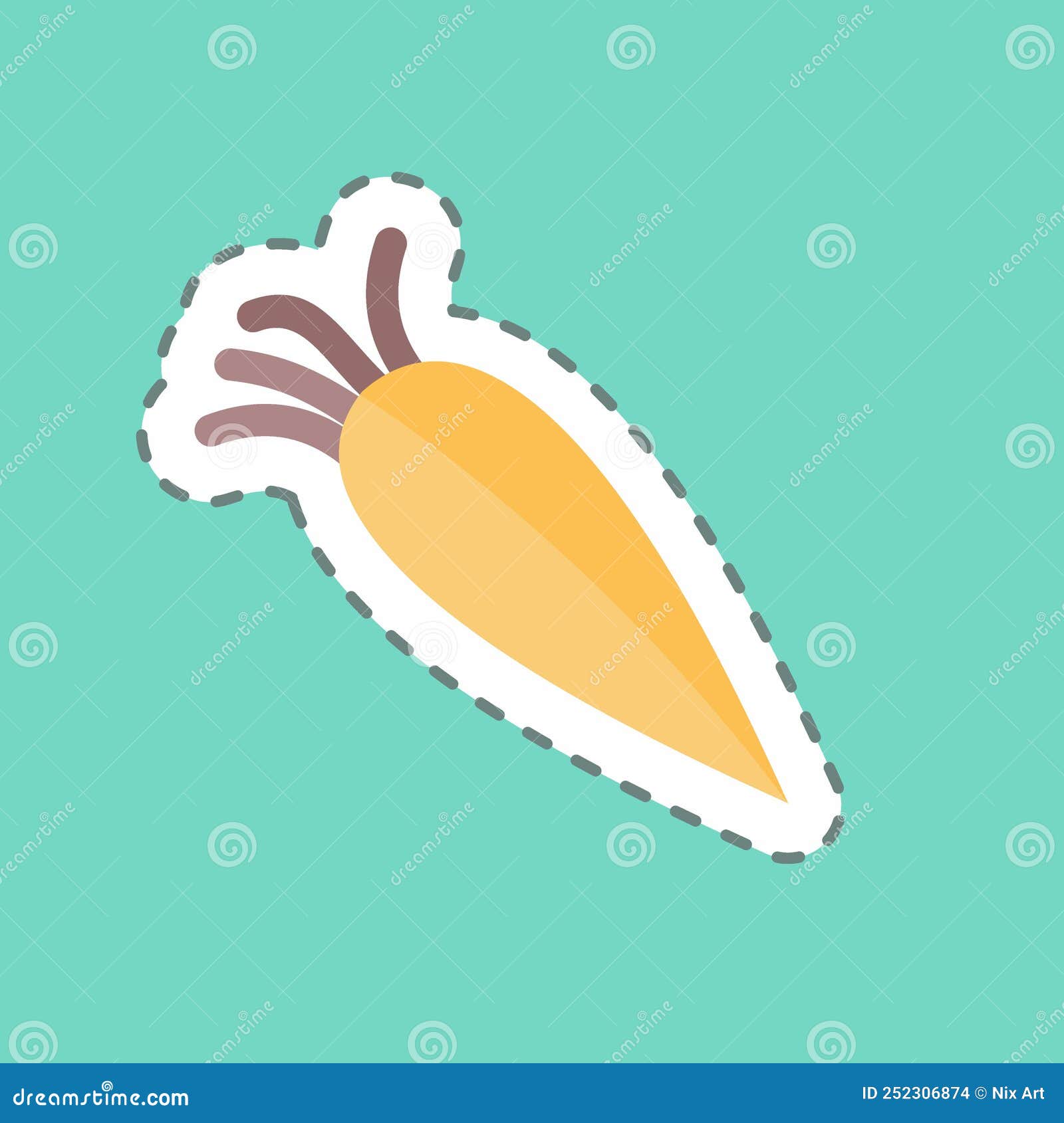 Carrots Sticker in Trendy Line Cut Isolated on Blue Background Stock ...