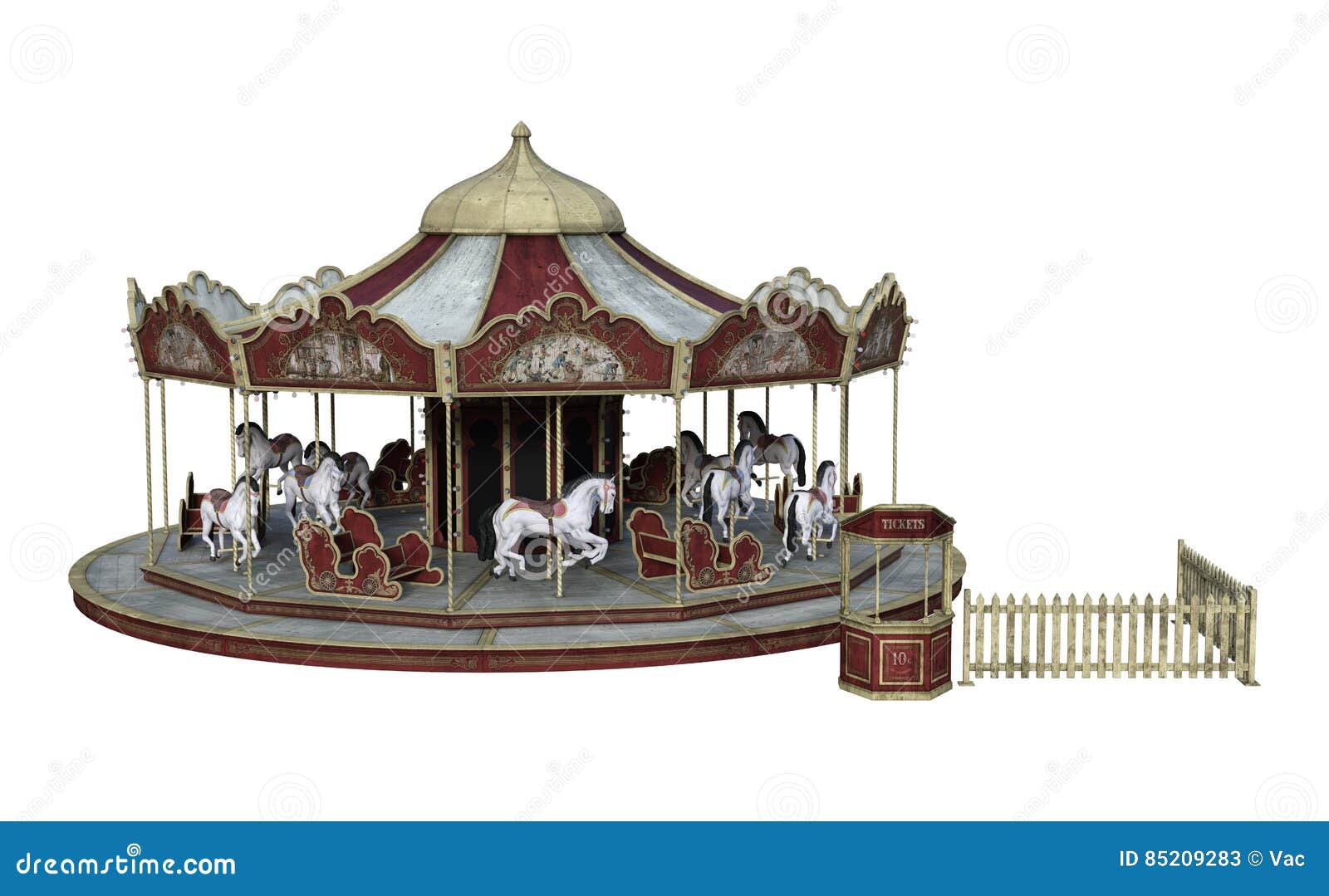 Carrousel De Vintage Du Rendu 3D Sur Le Blanc Illustration Stock ...