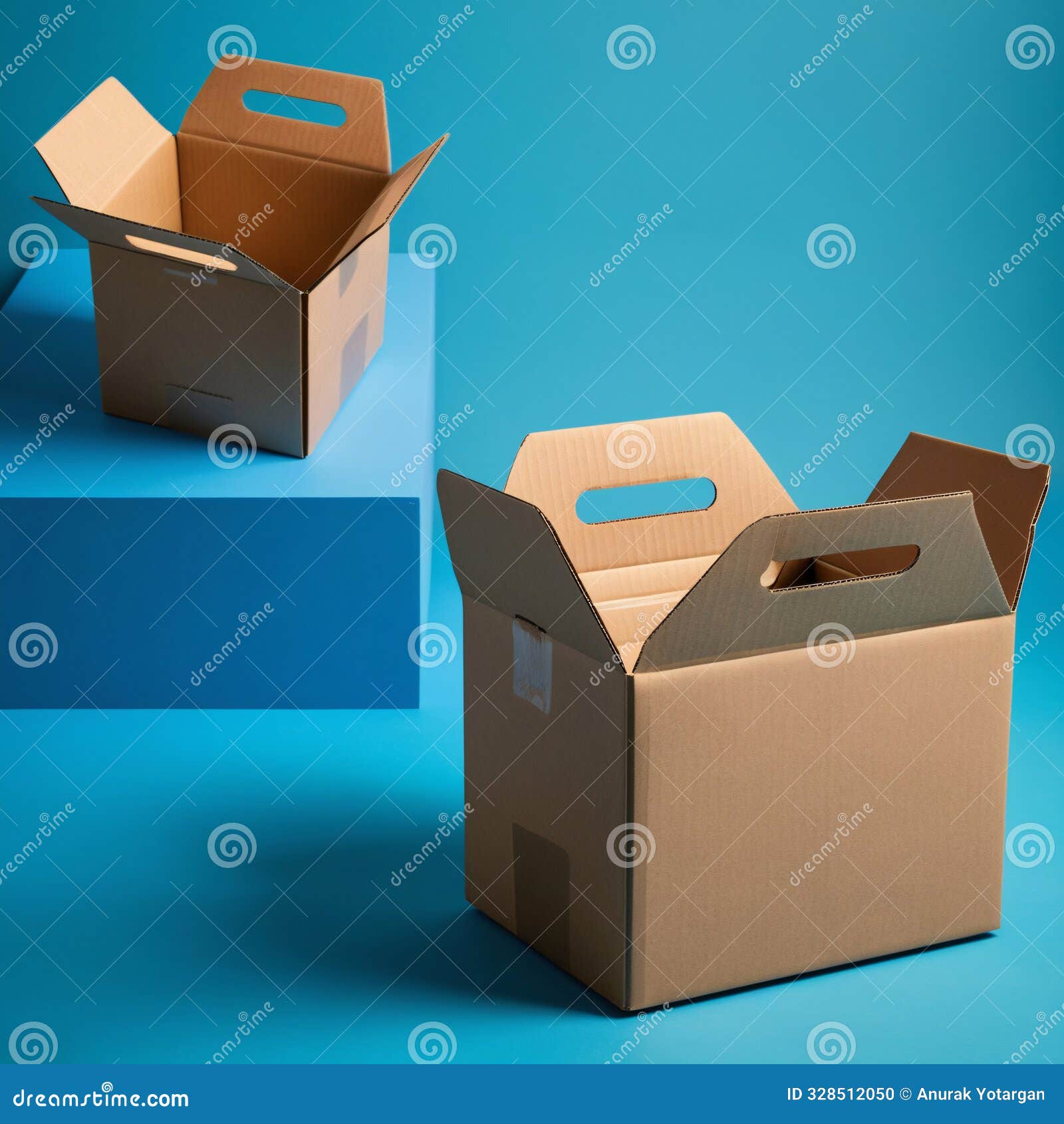 Carry Boxes with Handle Isolated on Background, Front and Side View ...