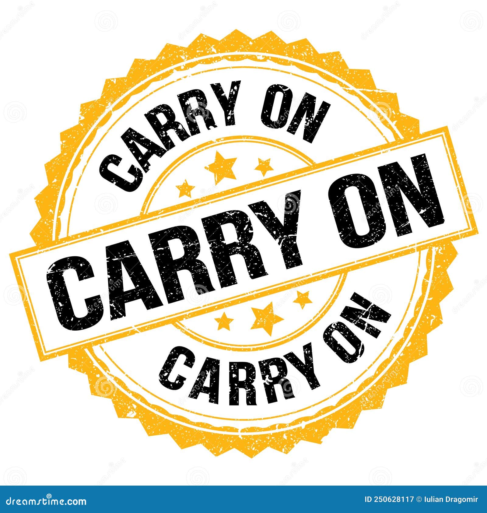 CARRY on Text on Yellow-black Round Stamp Sign Stock Illustration ...