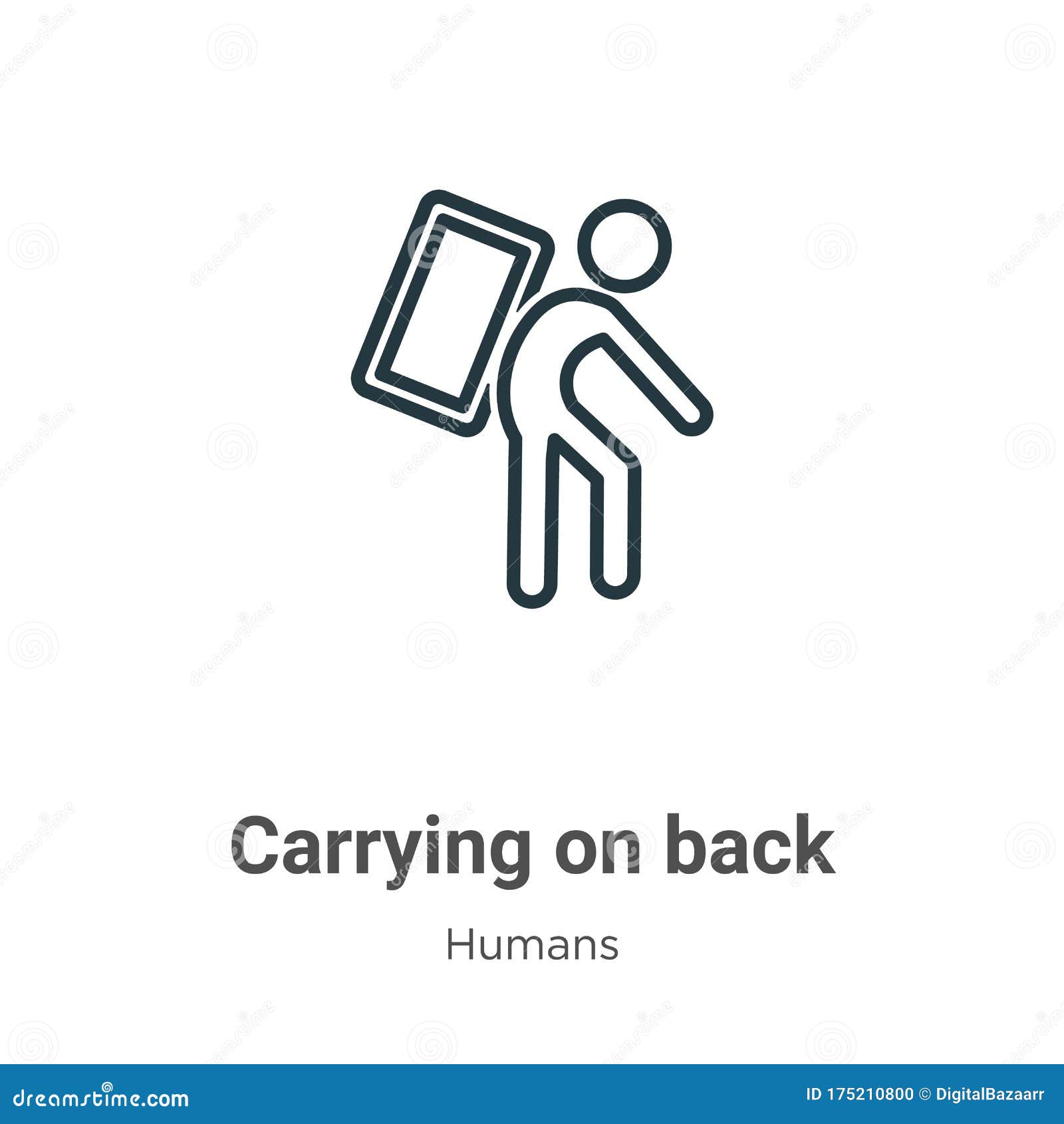 Carrying on Back Outline Vector Icon. Thin Line Black Carrying on Back ...