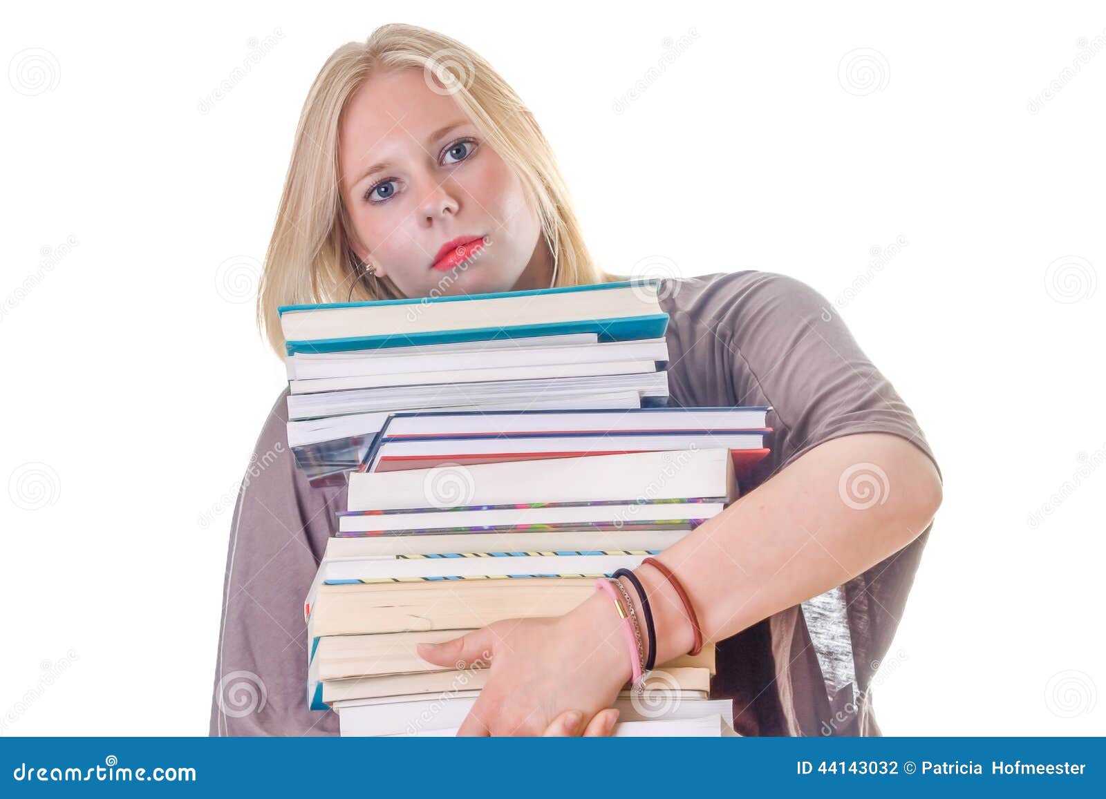 Carrying a Big Stack of Books Stock Photo - Image of adult, casual ...