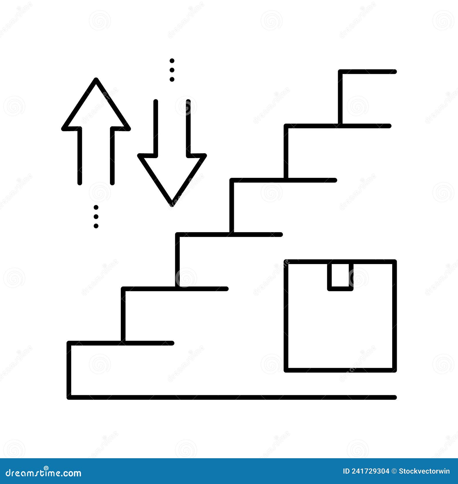 Carrying Box Up and Down Steps Line Icon Vector Illustration Stock ...