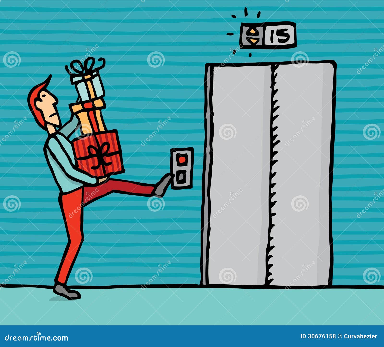 Carrying Gifts into the Elevator Stock Illustration - Illustration of ... Carrying Gifts into the Elevator Stock Illustration - Illustration of ...