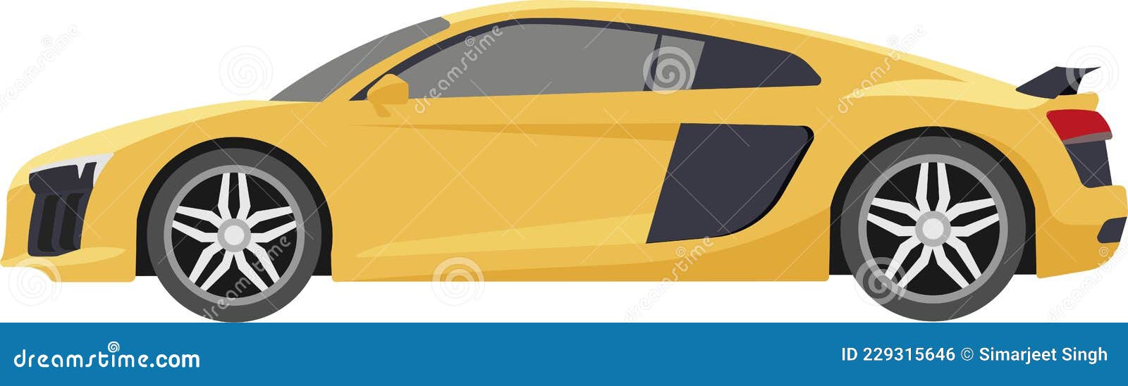Yellow Audi Car Side View Vector Stock Vector - Illustration of cars ...