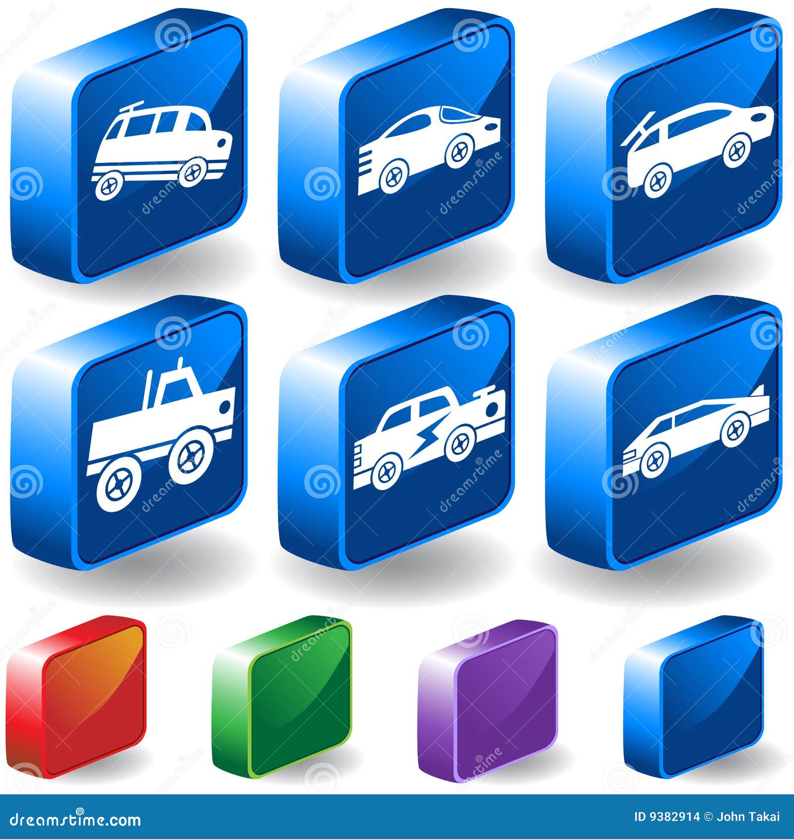 Cars 3D Button Set stock vector. Illustration of transport - 9382914