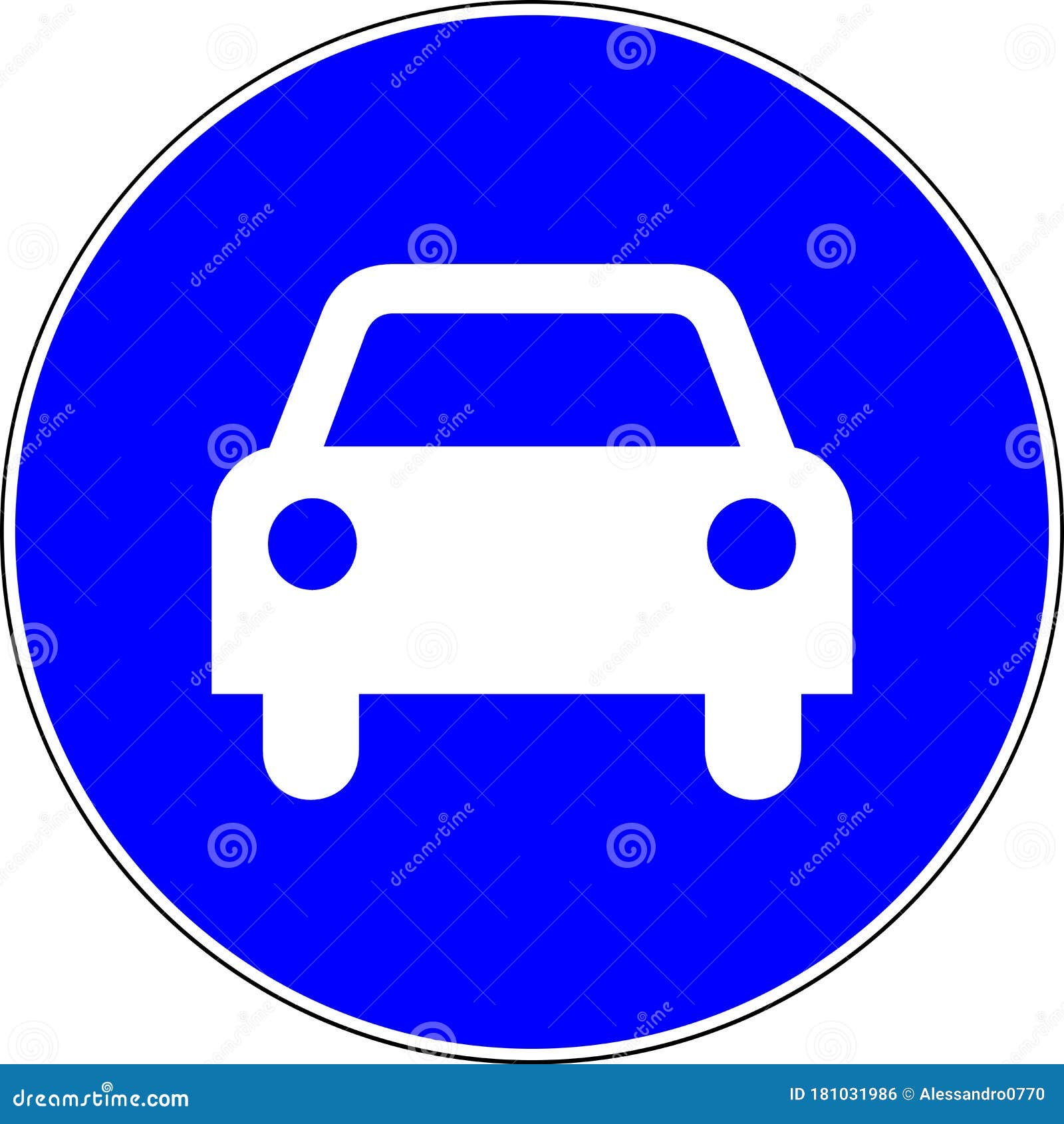 Cars allowed blue sign stock illustration. Illustration of road - 181031986