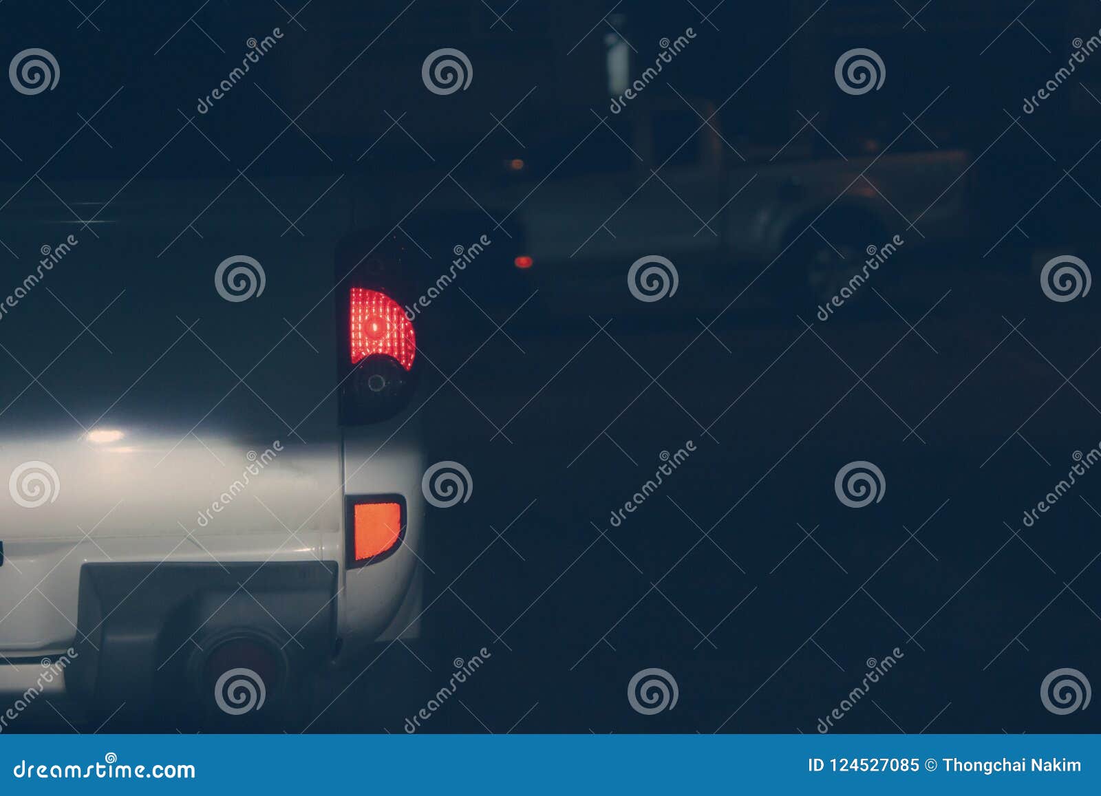 Cars Break on the Road at Night. Stock Image - Image of auto, light ...