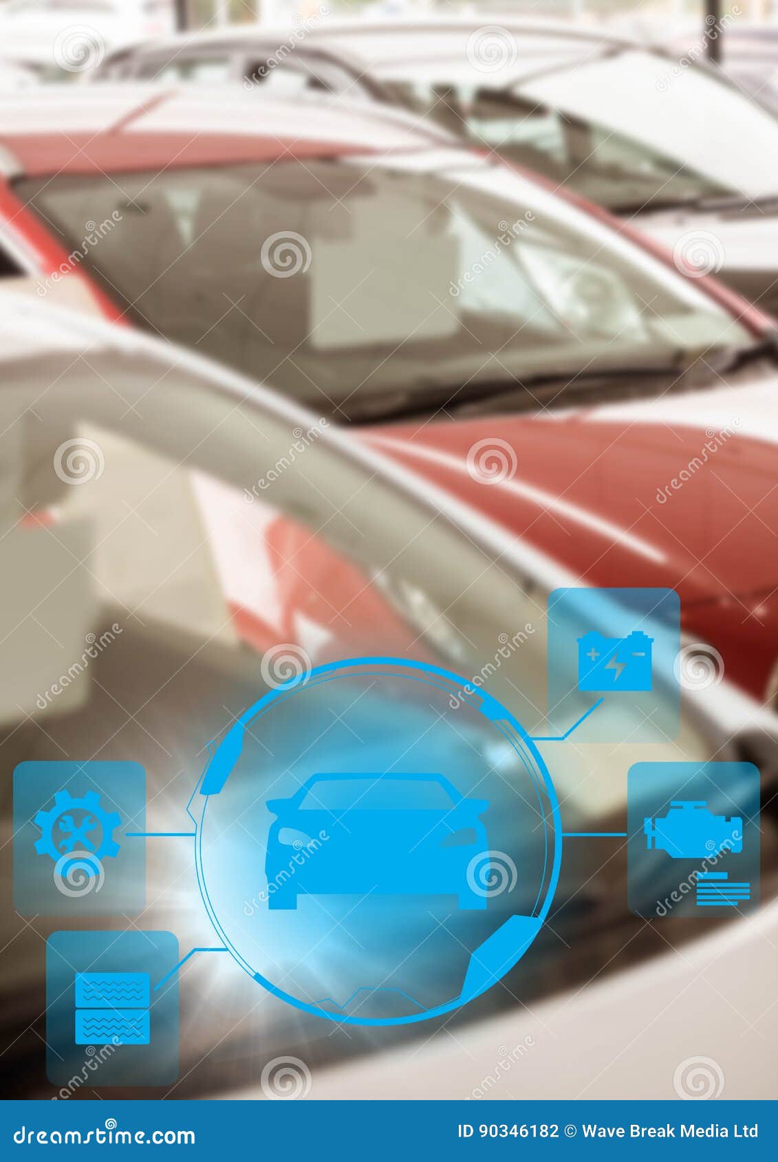 Cars in Carpark with Blue Interface Stock Illustration - Illustration ...