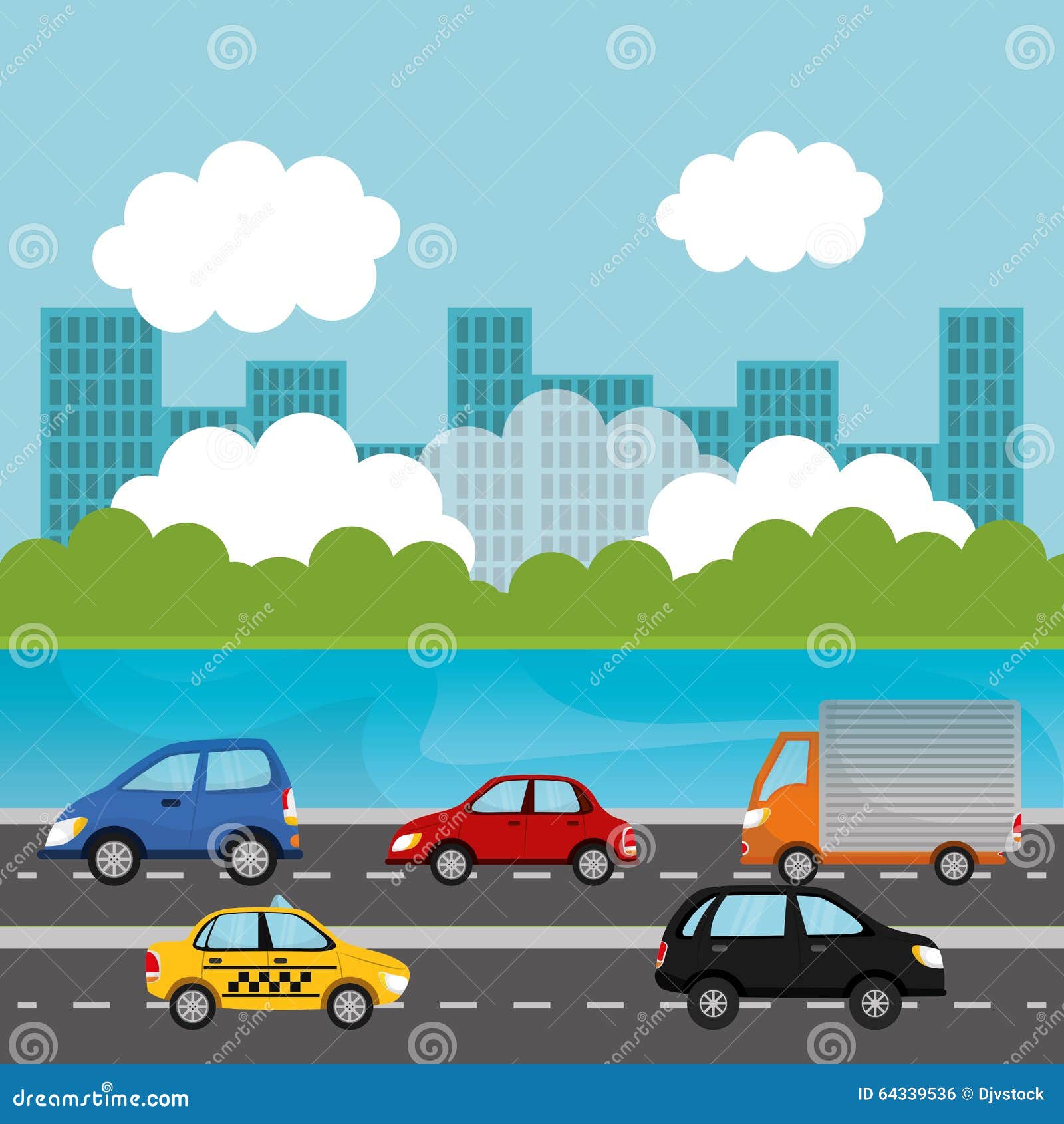 Cars in the city stock vector. Illustration of auto, efficient - 64339536