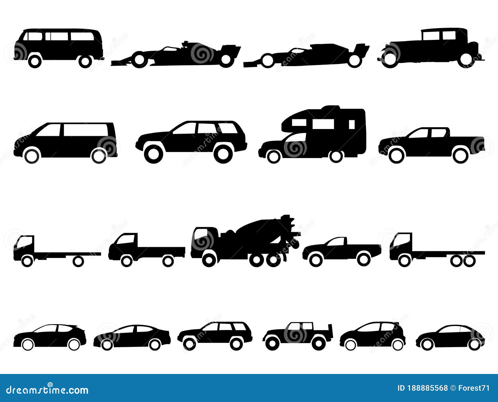 Cars Collection Icons Set on White Background Stock Vector ...