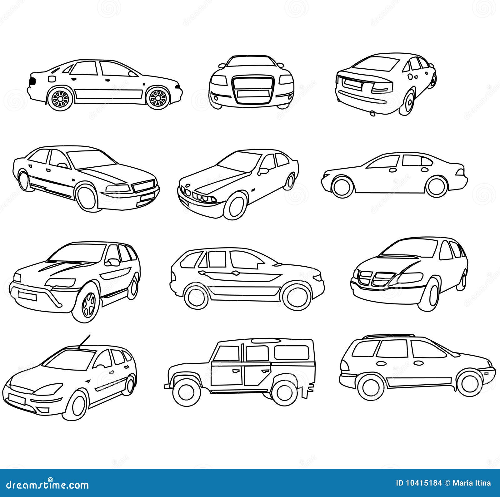 Cars contours vector stock vector. Illustration of auto - 10415184
