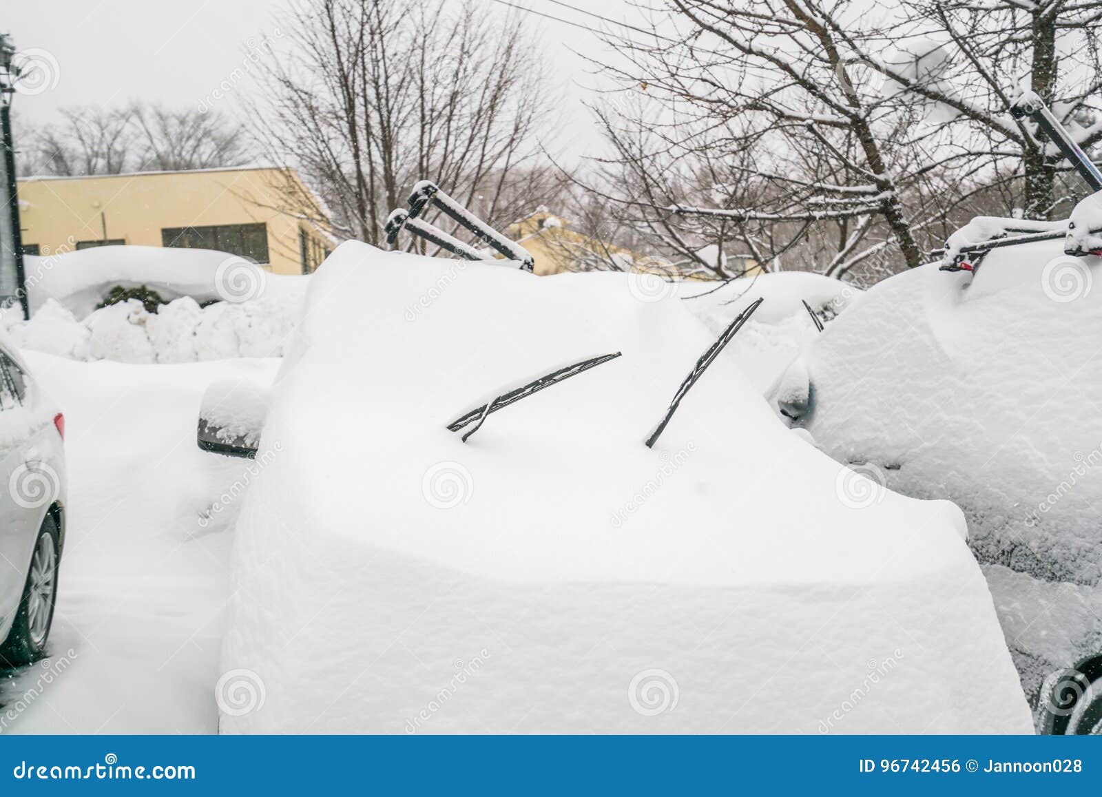 Cars Covered with White Snow in Winter . Stock Photo - Image of snow ...