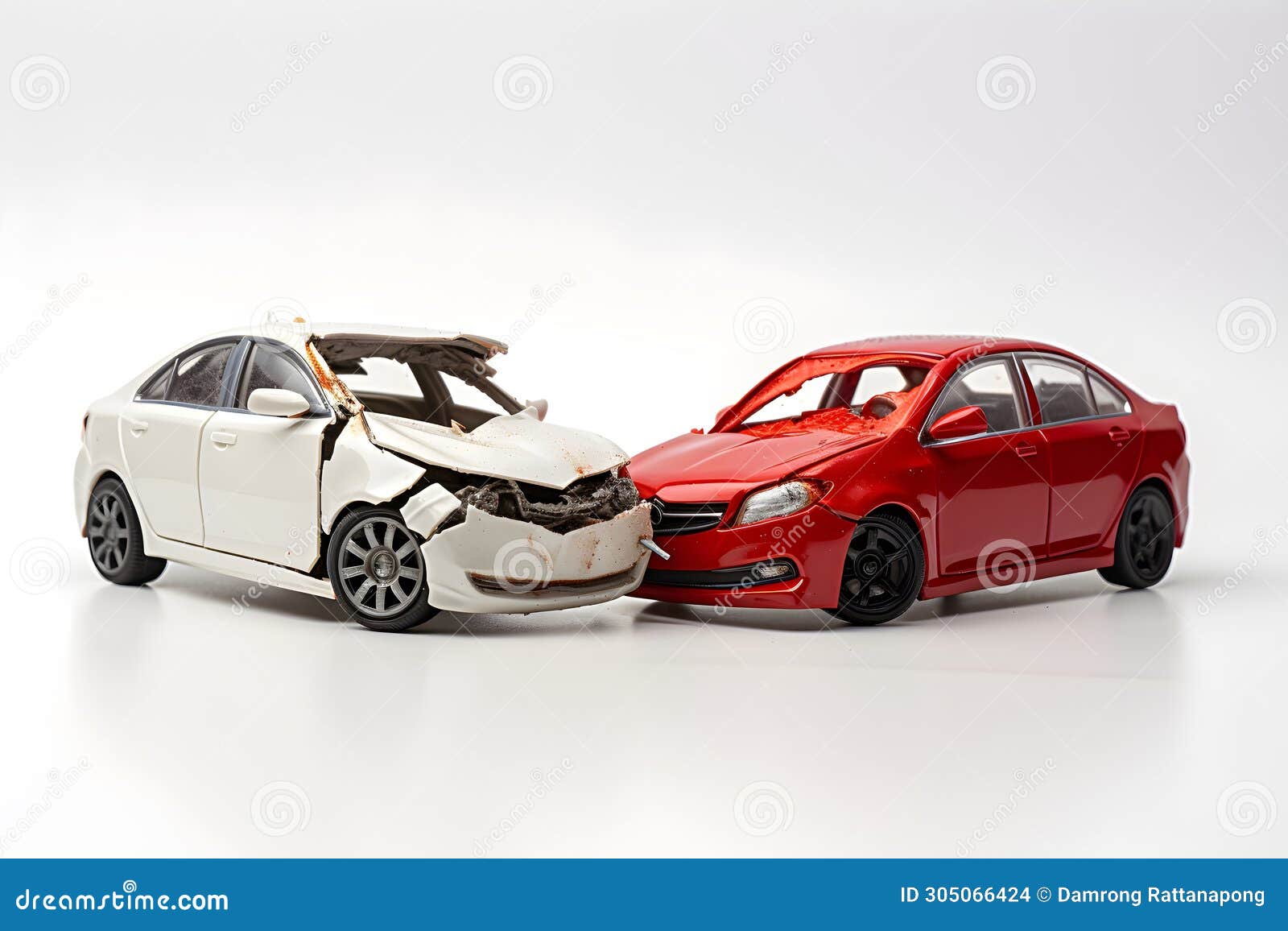 2 Cars Damaged in Collision on White Background Stock Photo - Image of ...