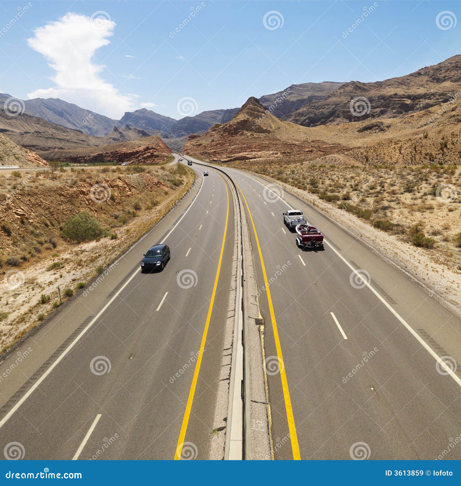 Cars on desert highway. stock image. Image of america - 3613859