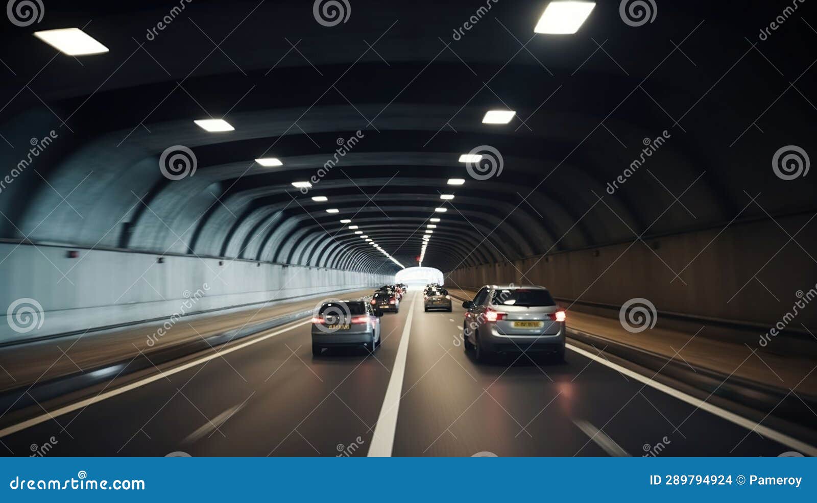 Cars Driving through the Tunnel. Generative AI Stock Illustration ...