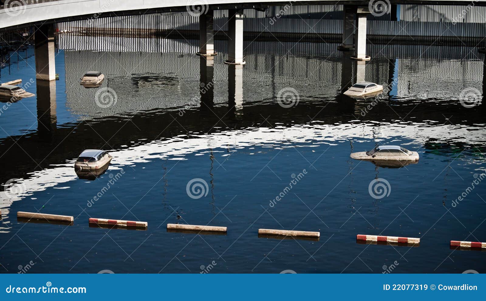 Cars drown in water editorial stock image. Image of natural - 22077319