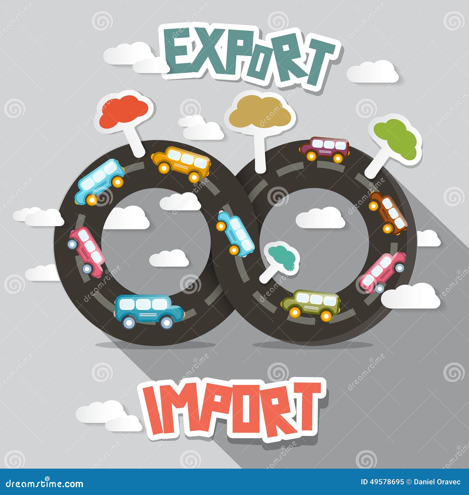Cars on Endless Road stock vector. Illustration of summer - 49578695
