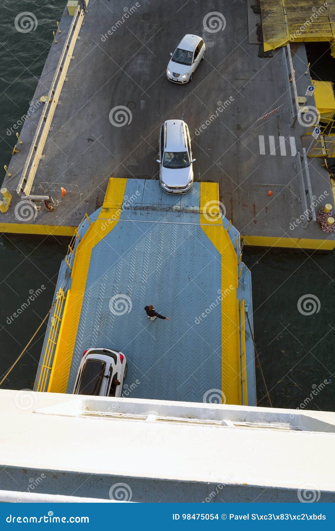 Cars on the ferry ramp editorial stock image. Image of holidays - 98475054