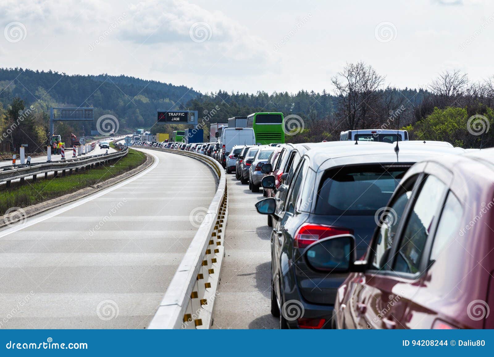 Cars on Highway in Traffic Jam Stock Photo - Image of pollution ...