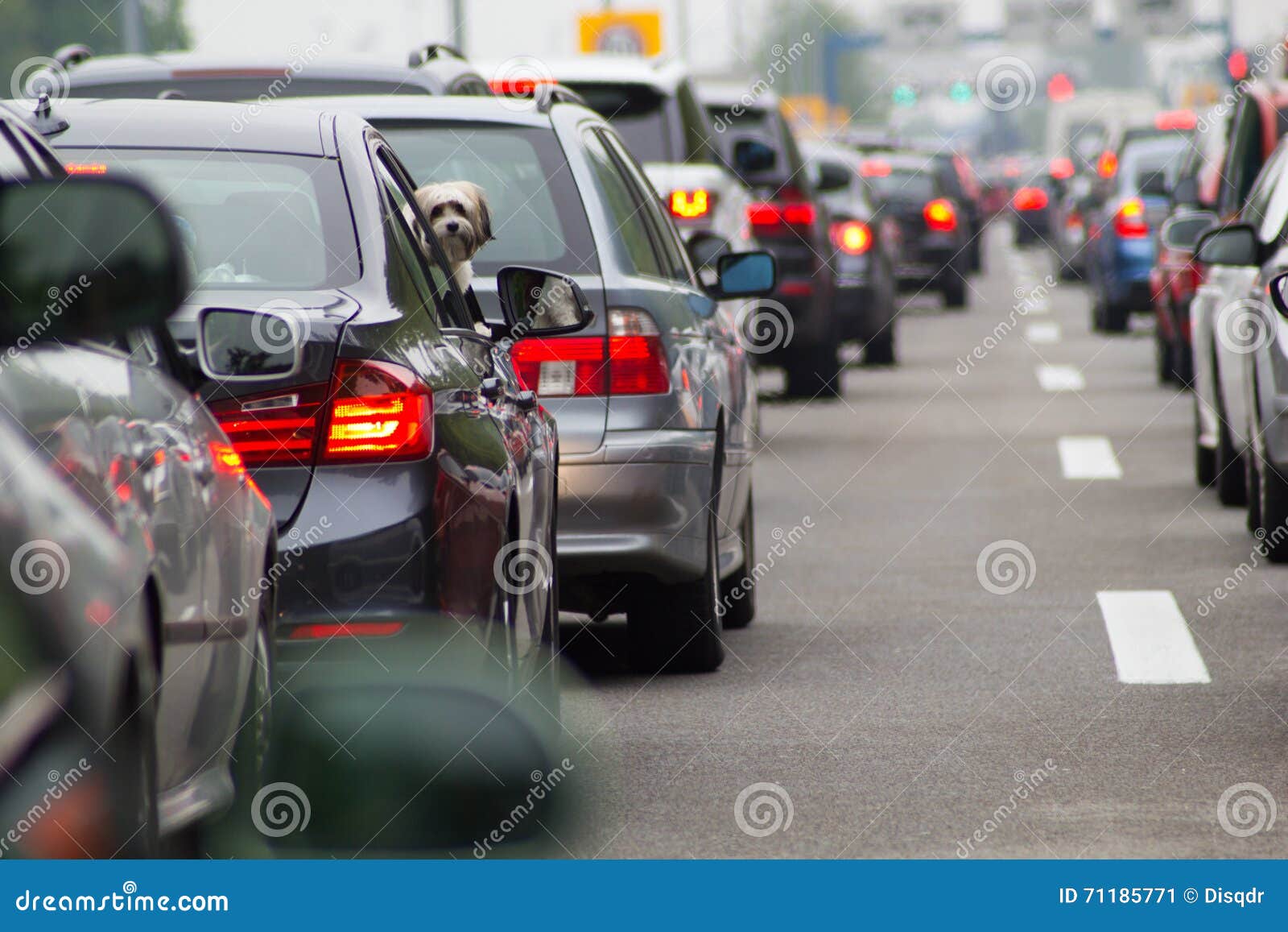 Cars on Highway in Traffic Jam Stock Image - Image of line, commute ...