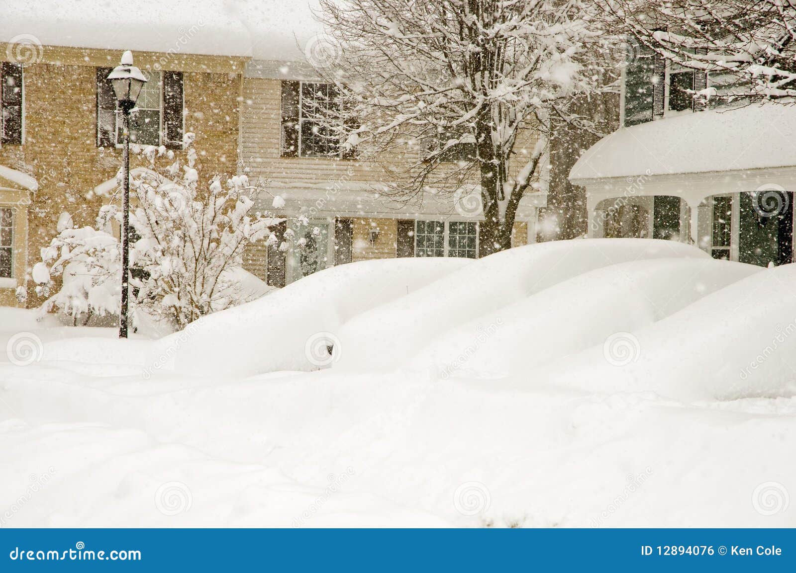 Cars and Houses in Blizzard Stock Photo - Image of autos, snowy: 12894076