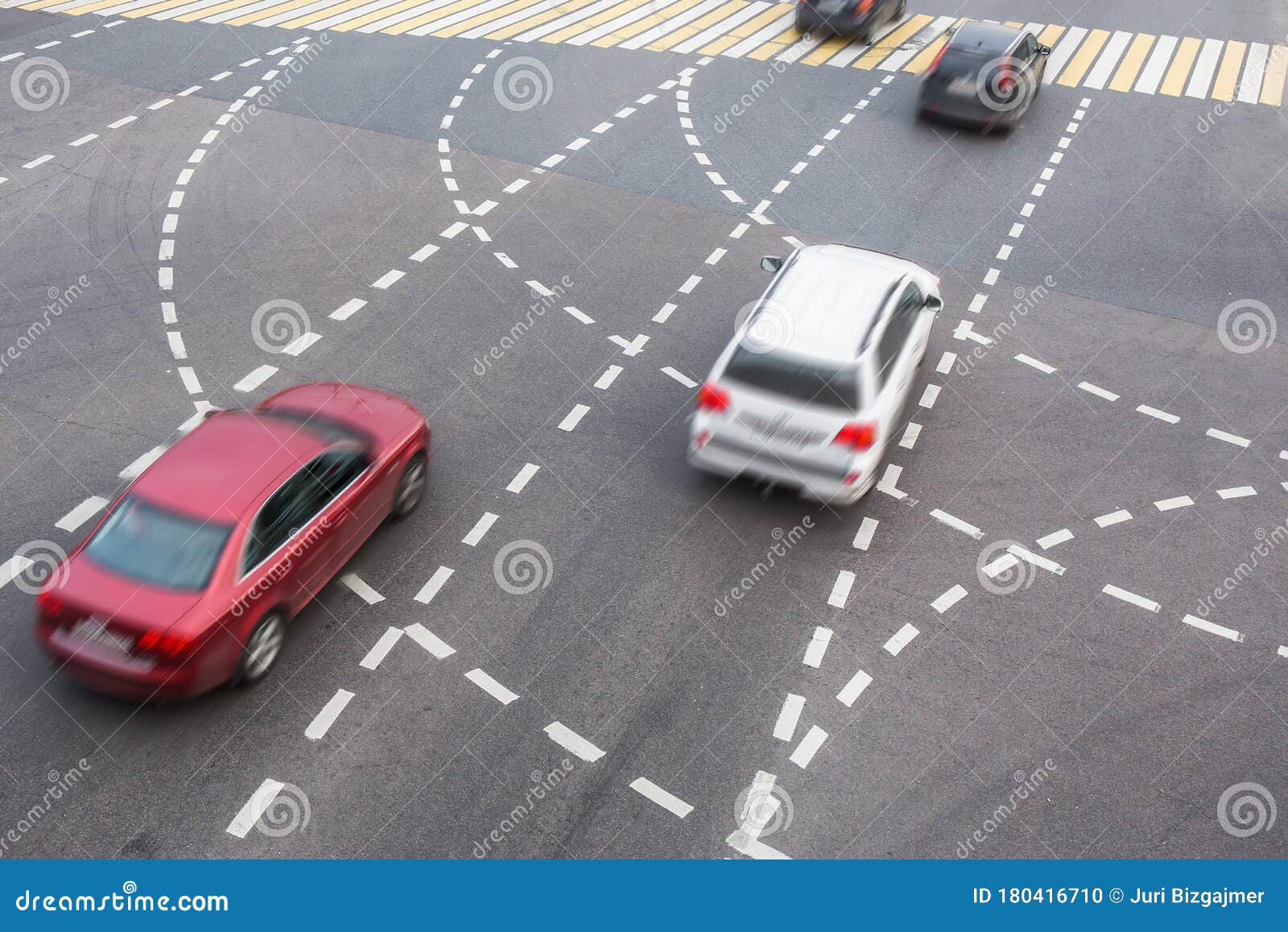 Cars at the Intersection of Multi-lane Streets Stock Photo - Image of ...