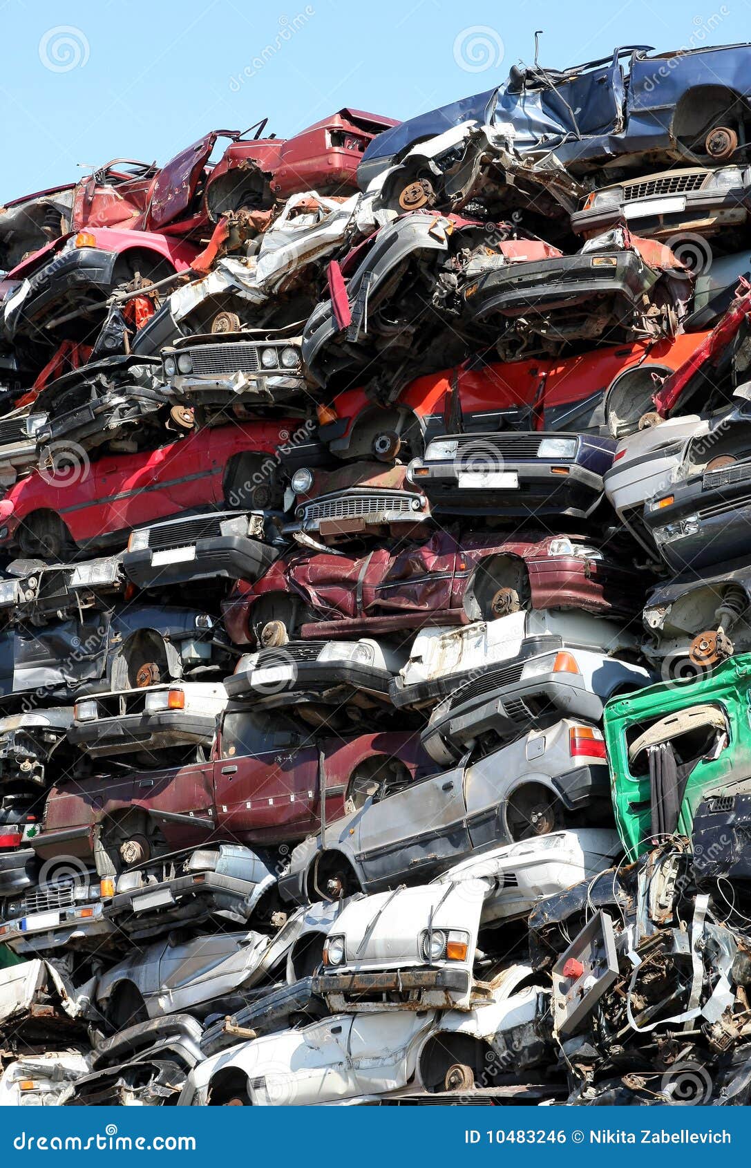 Cars junkyard stock photo. Image of pile, metallic, scrapyard - 10483246
