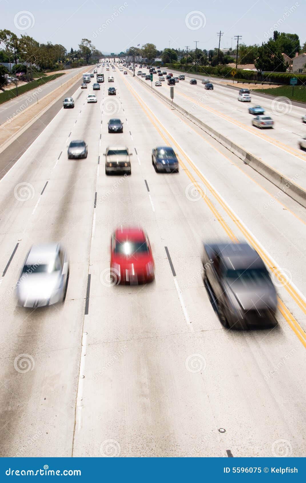 Cars moving on freeway stock image. Image of barrier, safety - 5596075