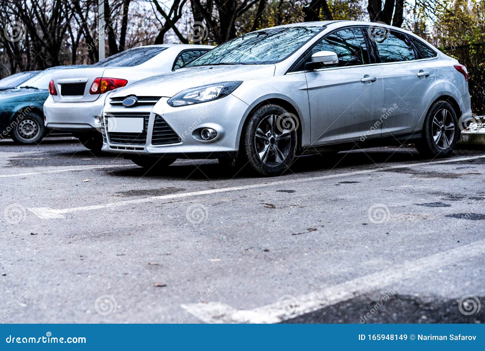 Cars Parked in Parking Lots Stock Image - Image of macadam, black ...