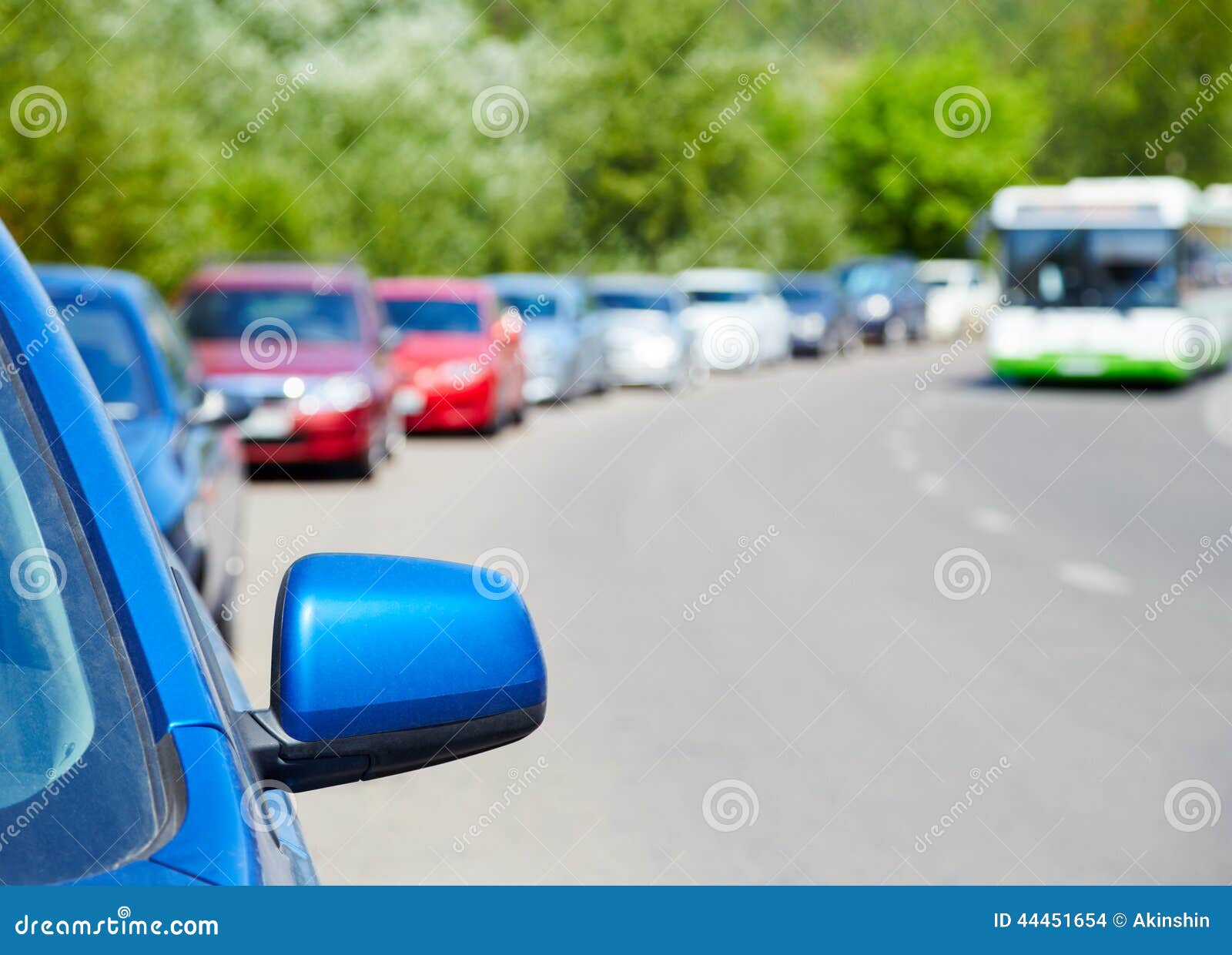 Cars Parked on the Roadside and Bus Stock Photo - Image of vehicle ...
