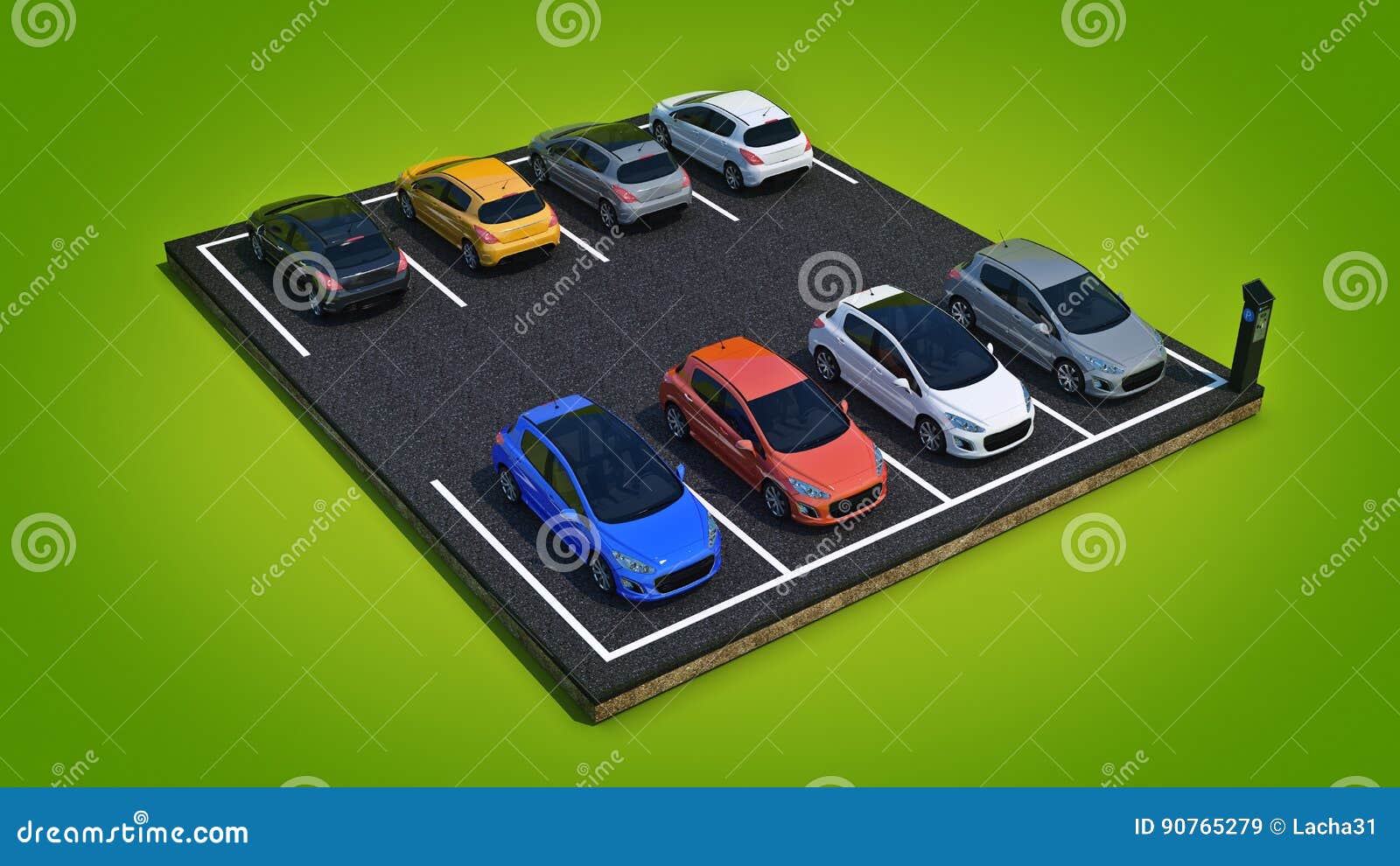 Cars in parking lot. stock illustration. Illustration of rear - 90765279
