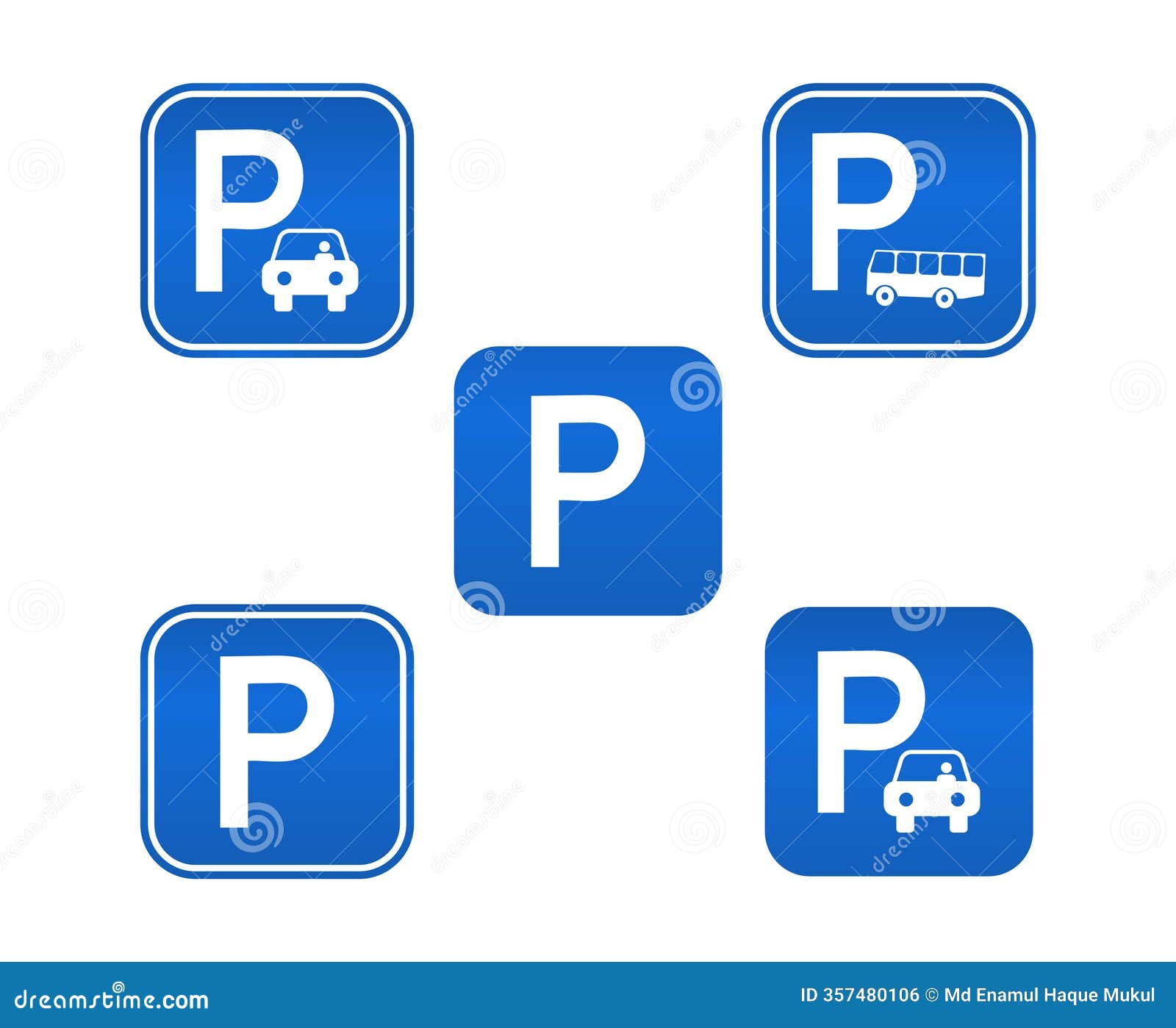Parking Signs for Cars and Buses. Stock Vector - Illustration of bumper ...