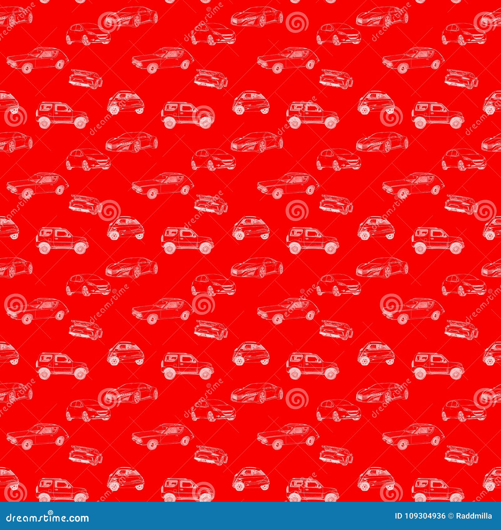 Cars Pattern on Red Background Stock Illustration - Illustration of ...
