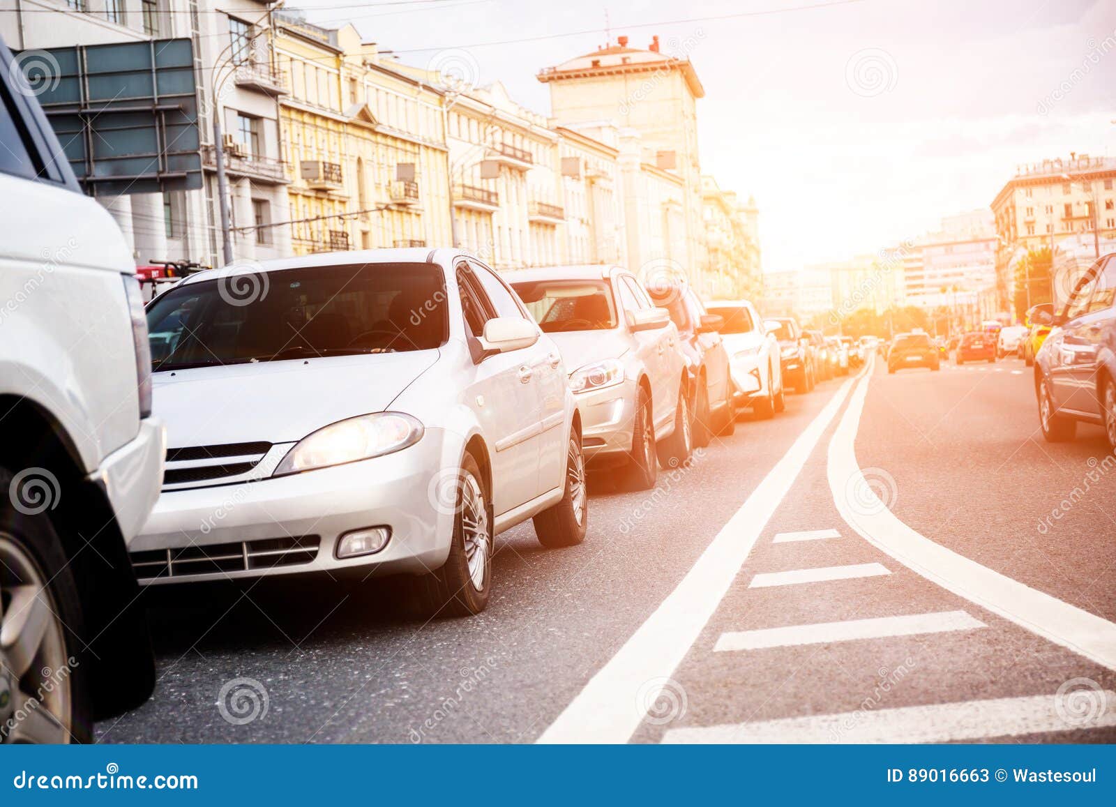 Cars in a Queue in Traffic Jam Stock Image - Image of freeway ...