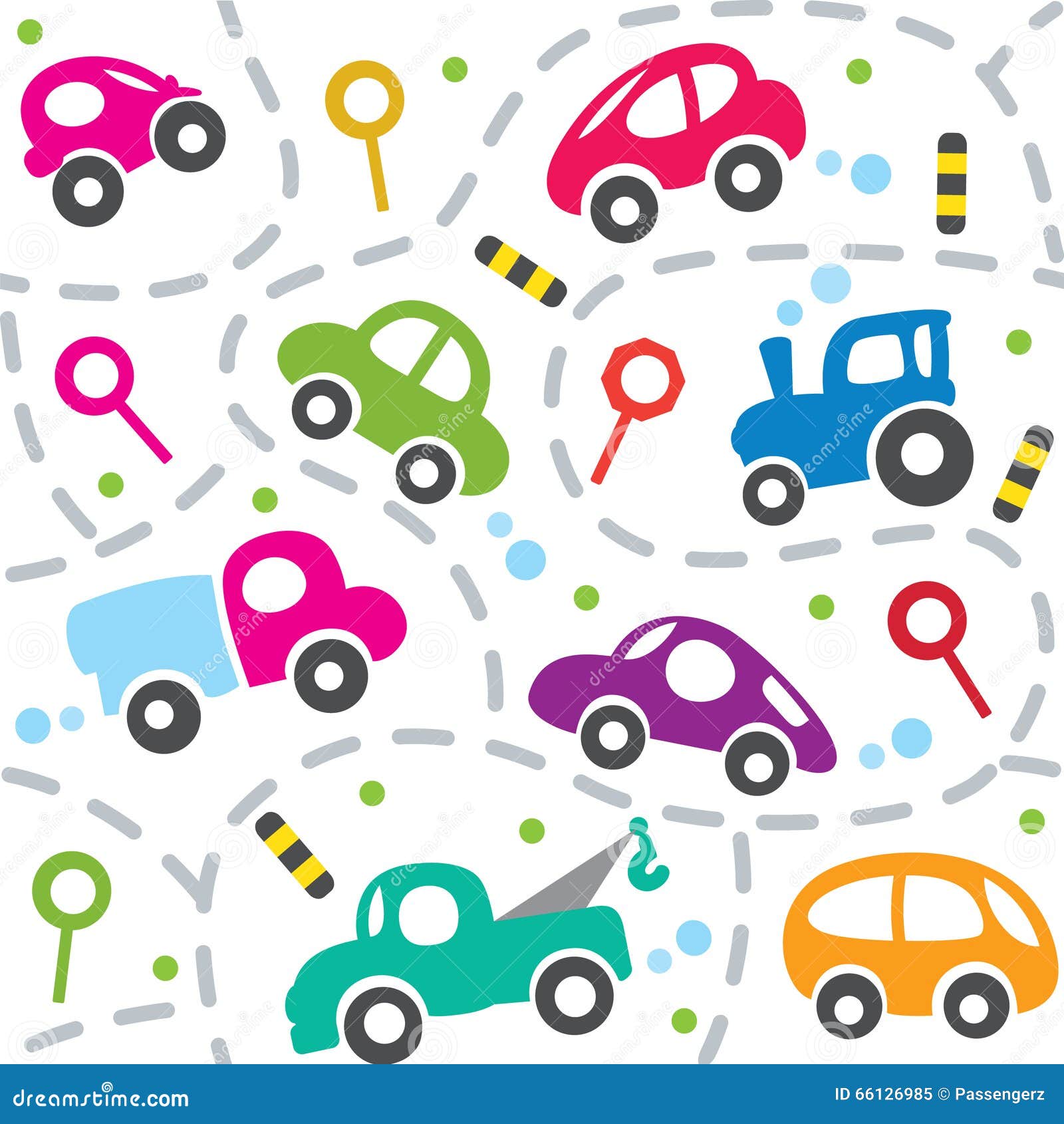 Cars on the Road. Seamless Pattern. Stock Vector - Illustration of cars ...