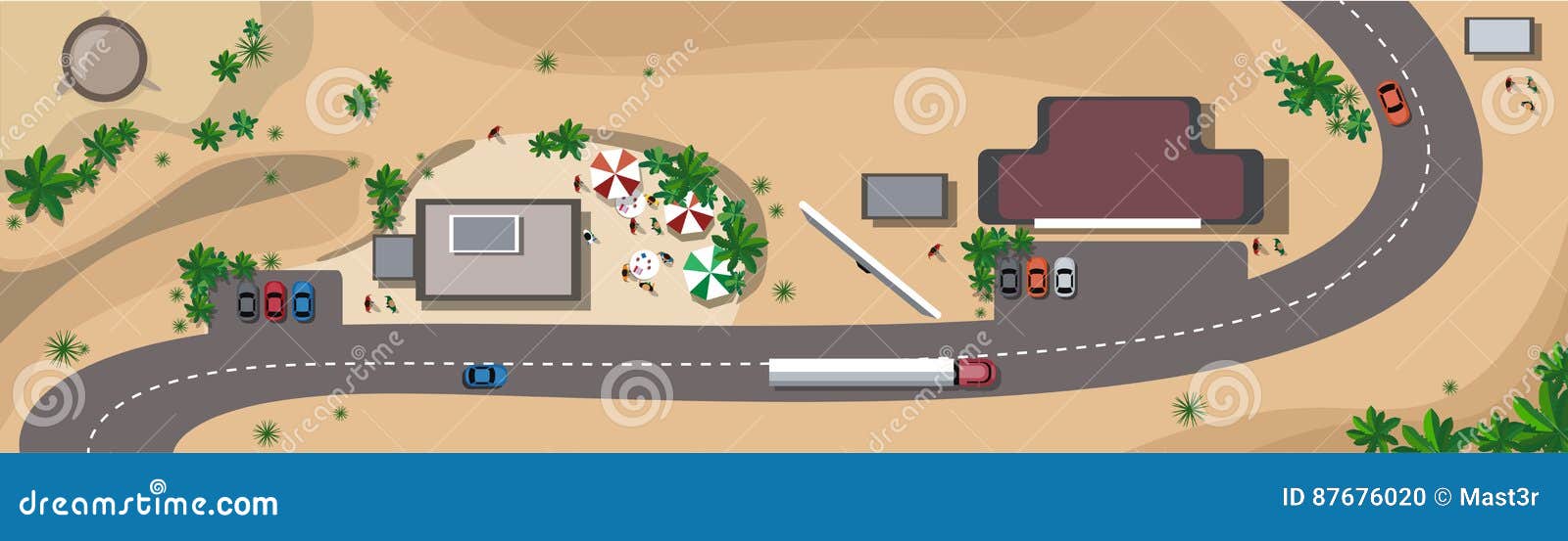 Cars on Road Traffic Concept Top Angle View Stock Vector - Illustration ...
