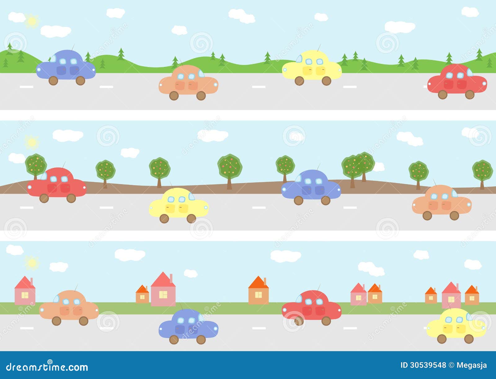 Cars on road stock vector. Illustration of transport - 30539548