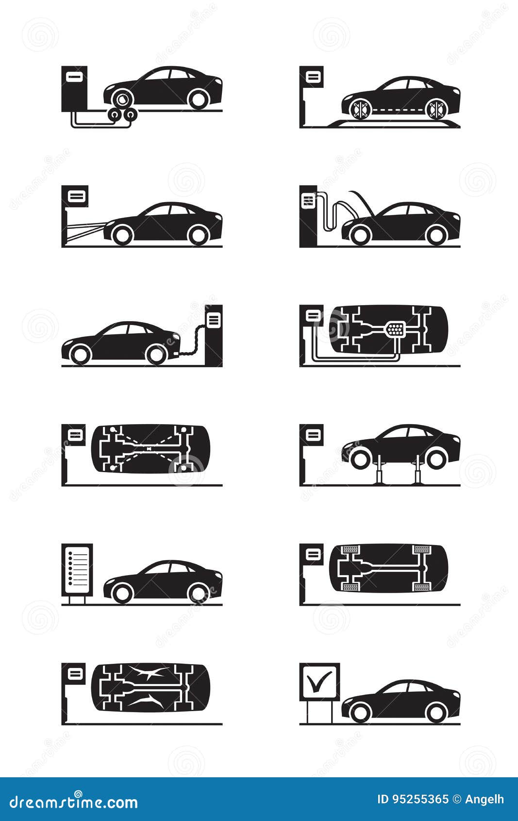 Cars safety inspection stock vector. Illustration of safety - 95255365