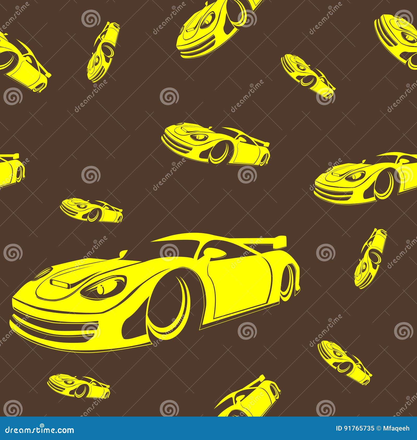 Monochrome Sporty Cars Vector Illustration Seamless Pattern Stock ...