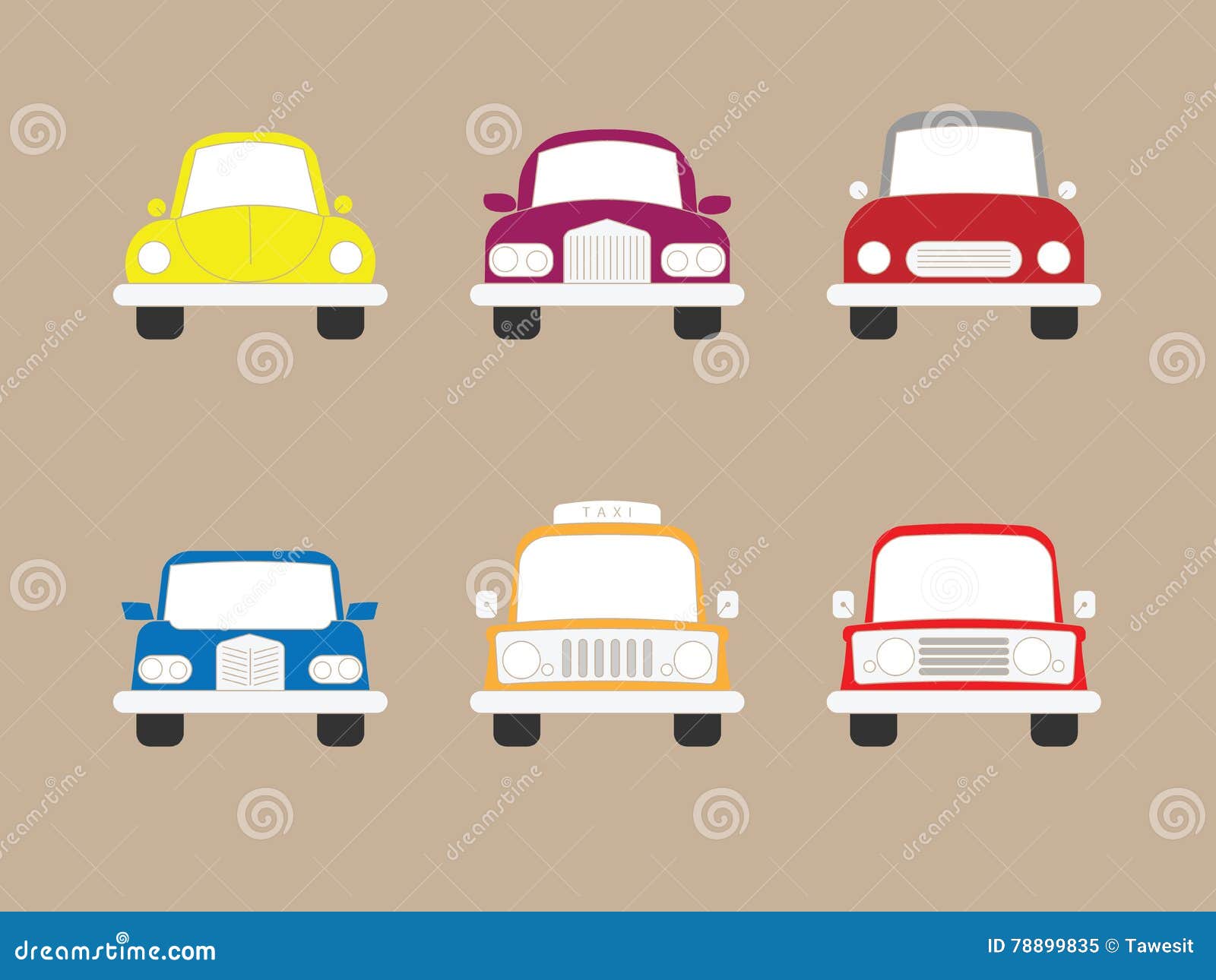 Cars Sedan and Compact Icons Stock Vector - Illustration of fashioned ...