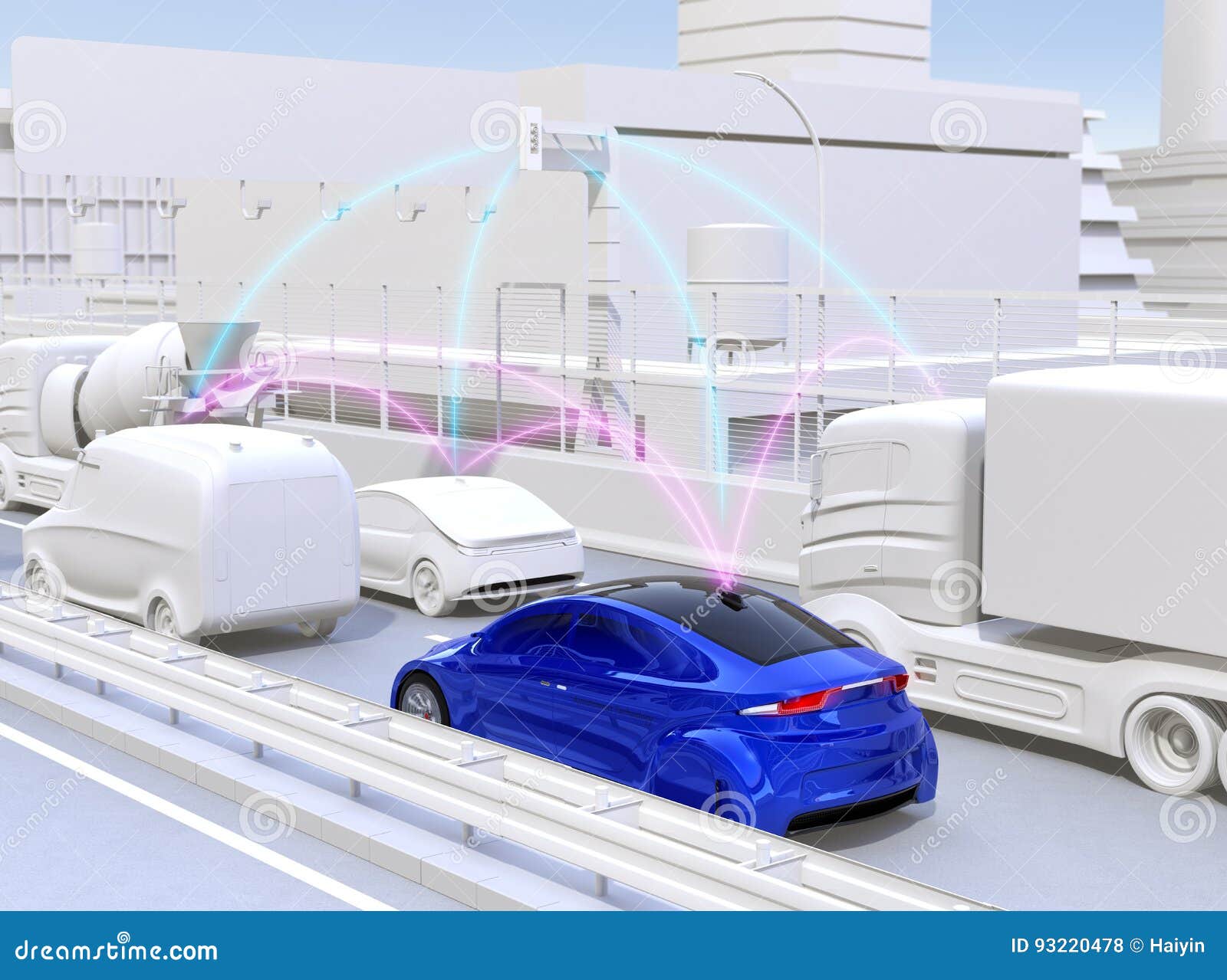 Cars Sharing Traffic Information by Connected Car Function Stock ...