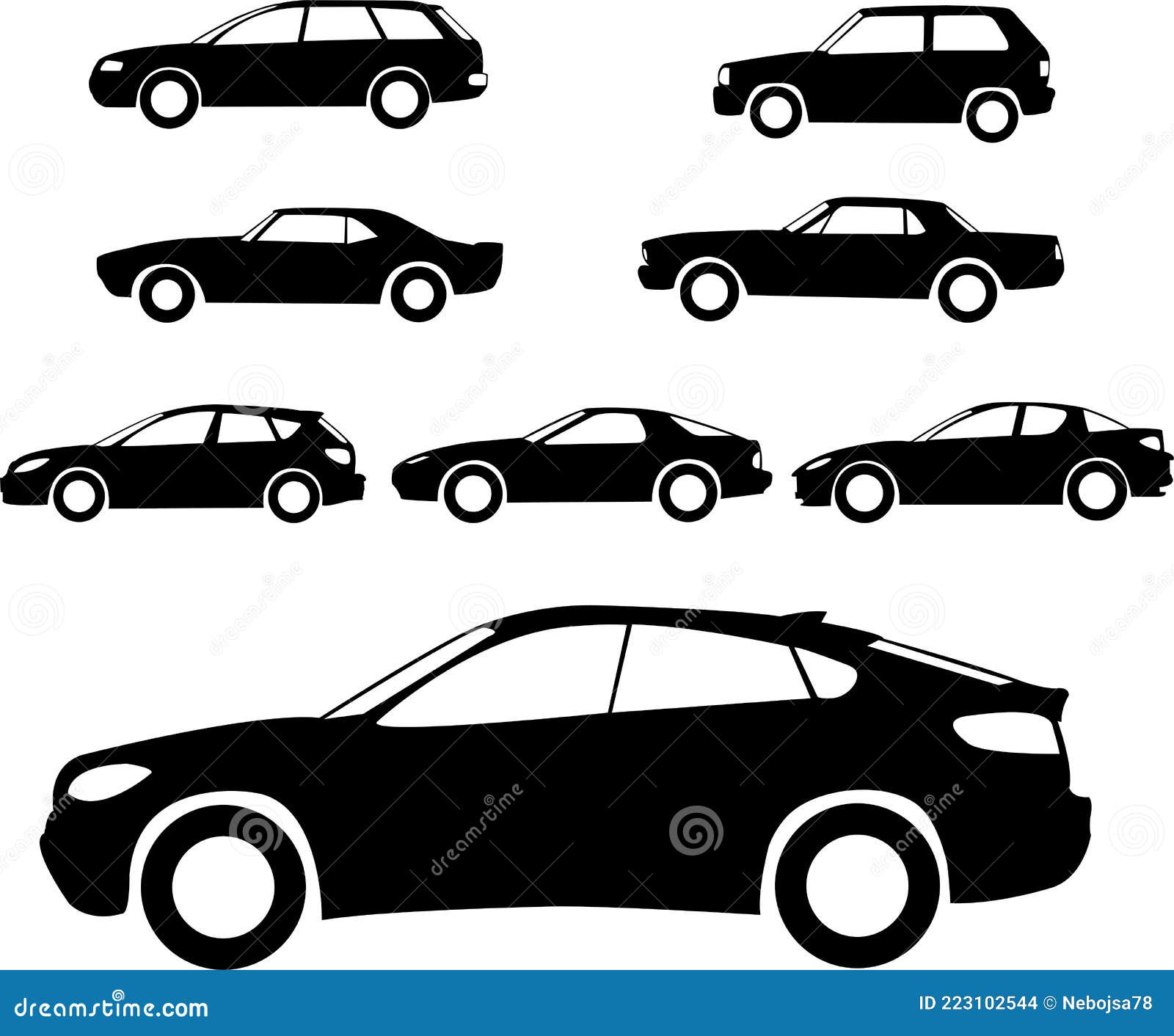 Cars Silhouettes Collection Stock Vector - Illustration of silhouettes ...