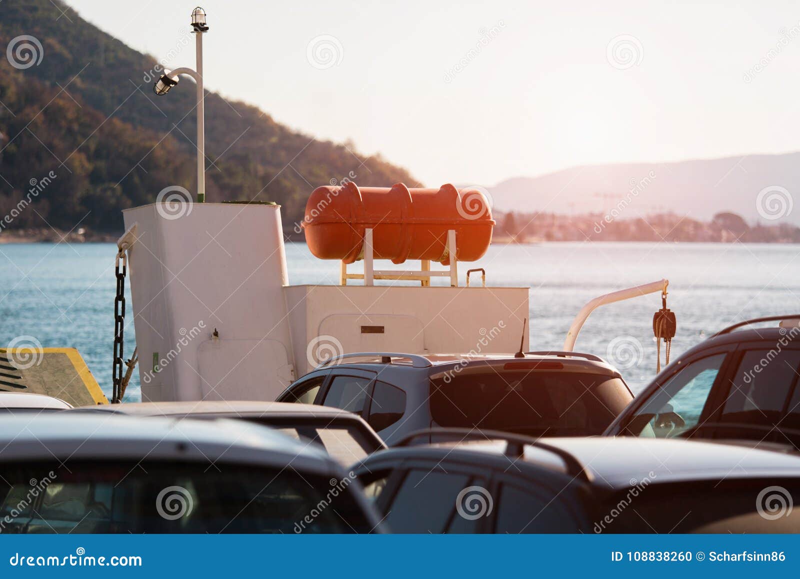 Cars on the ferry stock photo. Image of vehicle, waterway - 108838260