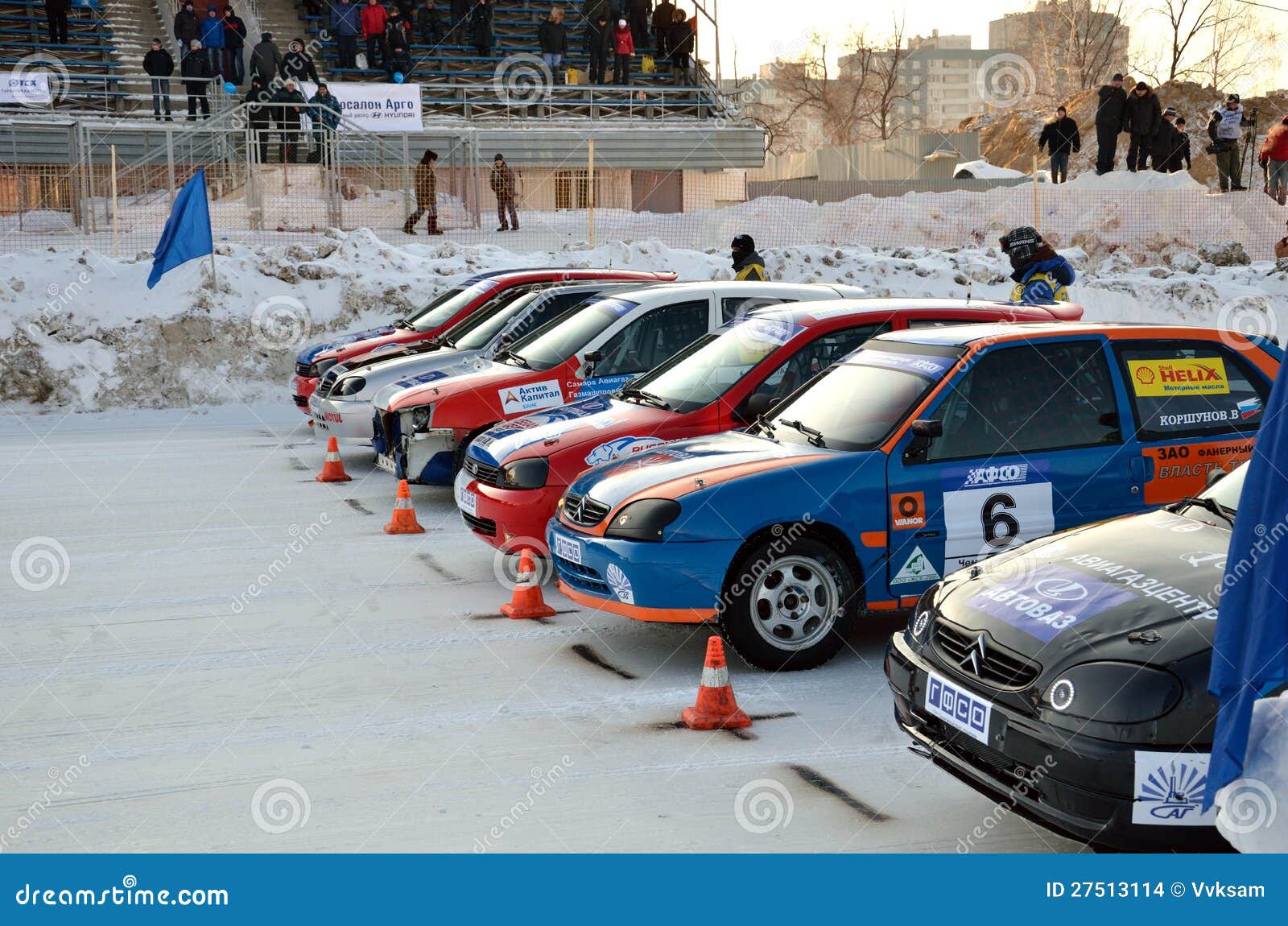 Cars at the Start of Competition on the Ice Track Editorial Stock Image ...