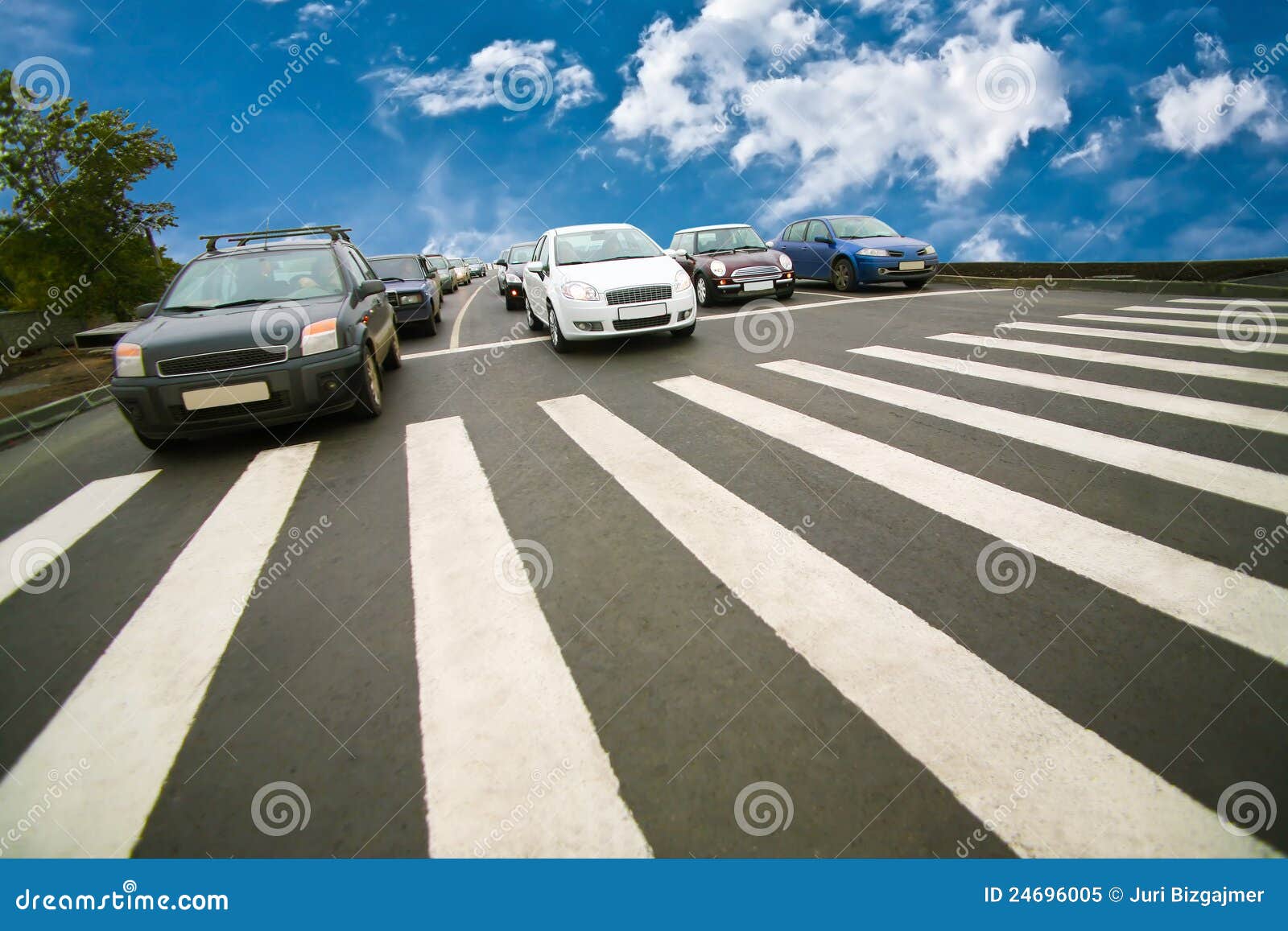 Cars Stopped on Pedestrian Crossing Stock Image - Image of asphalt ...