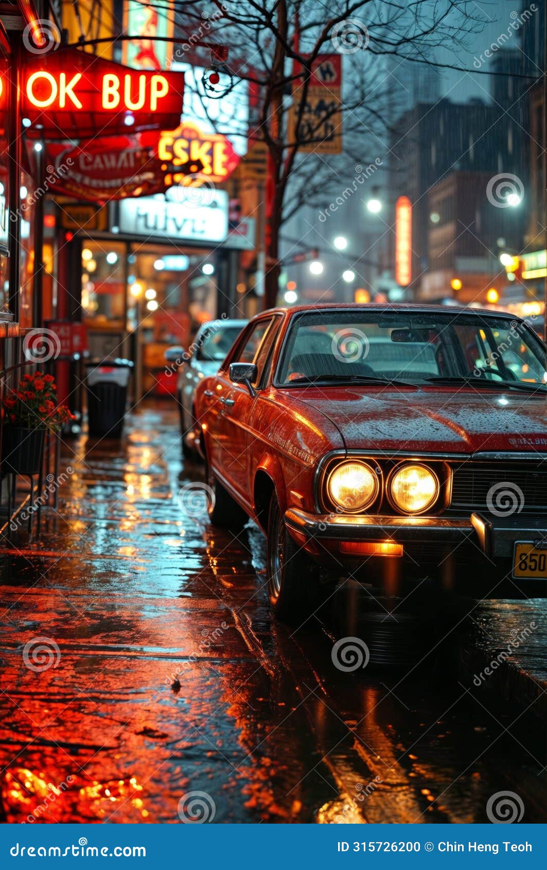Cars on the Streets of Chicago at Night Stock Illustration ...
